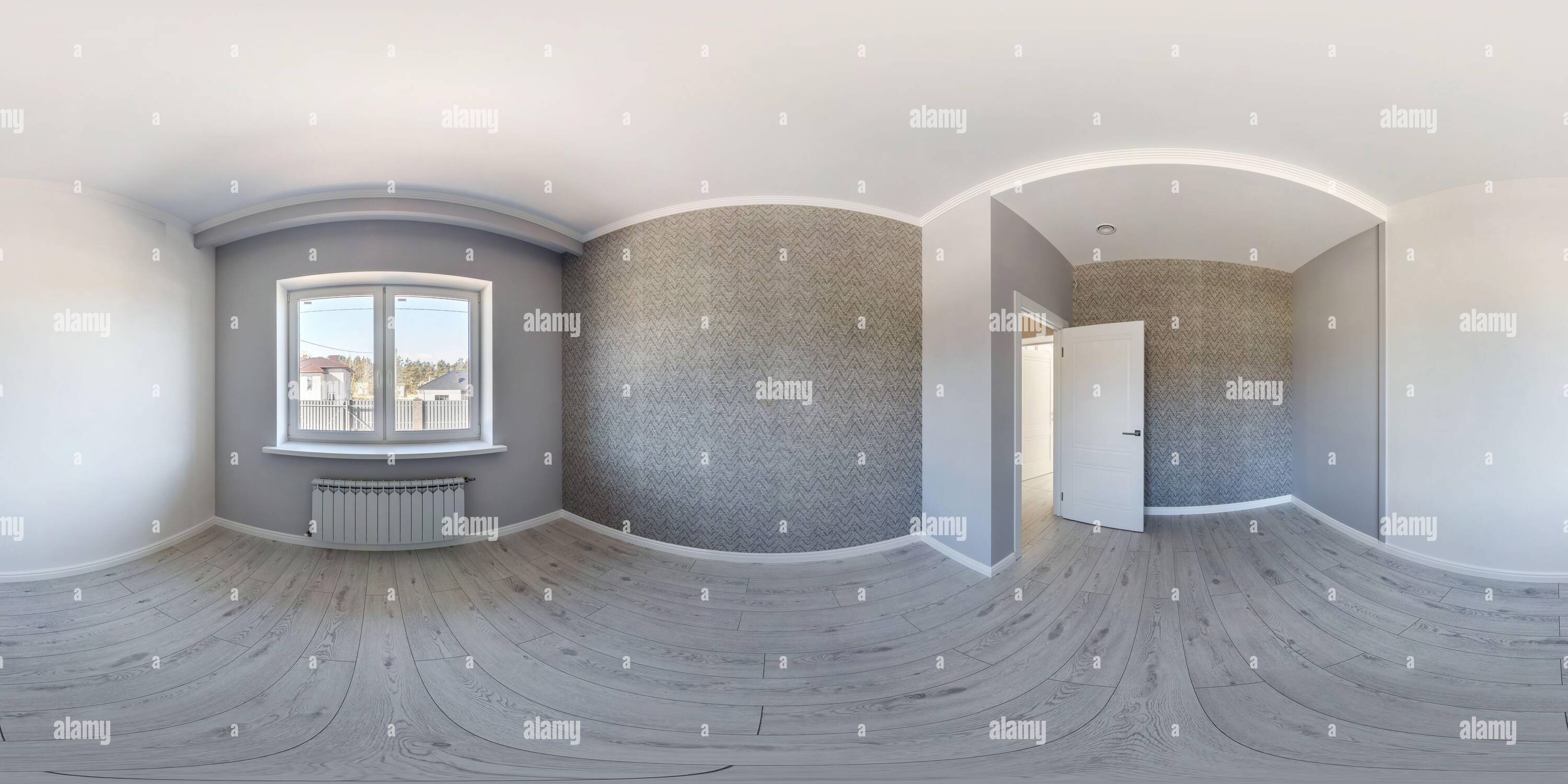 360° view of empty room with repair without furniture in full seamless ...