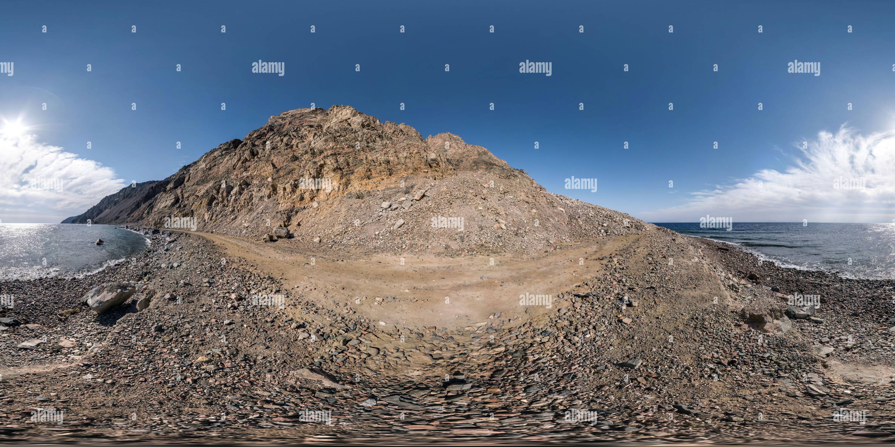 360° view of full seamless spherical hdr 360 panorama view on coast of ...