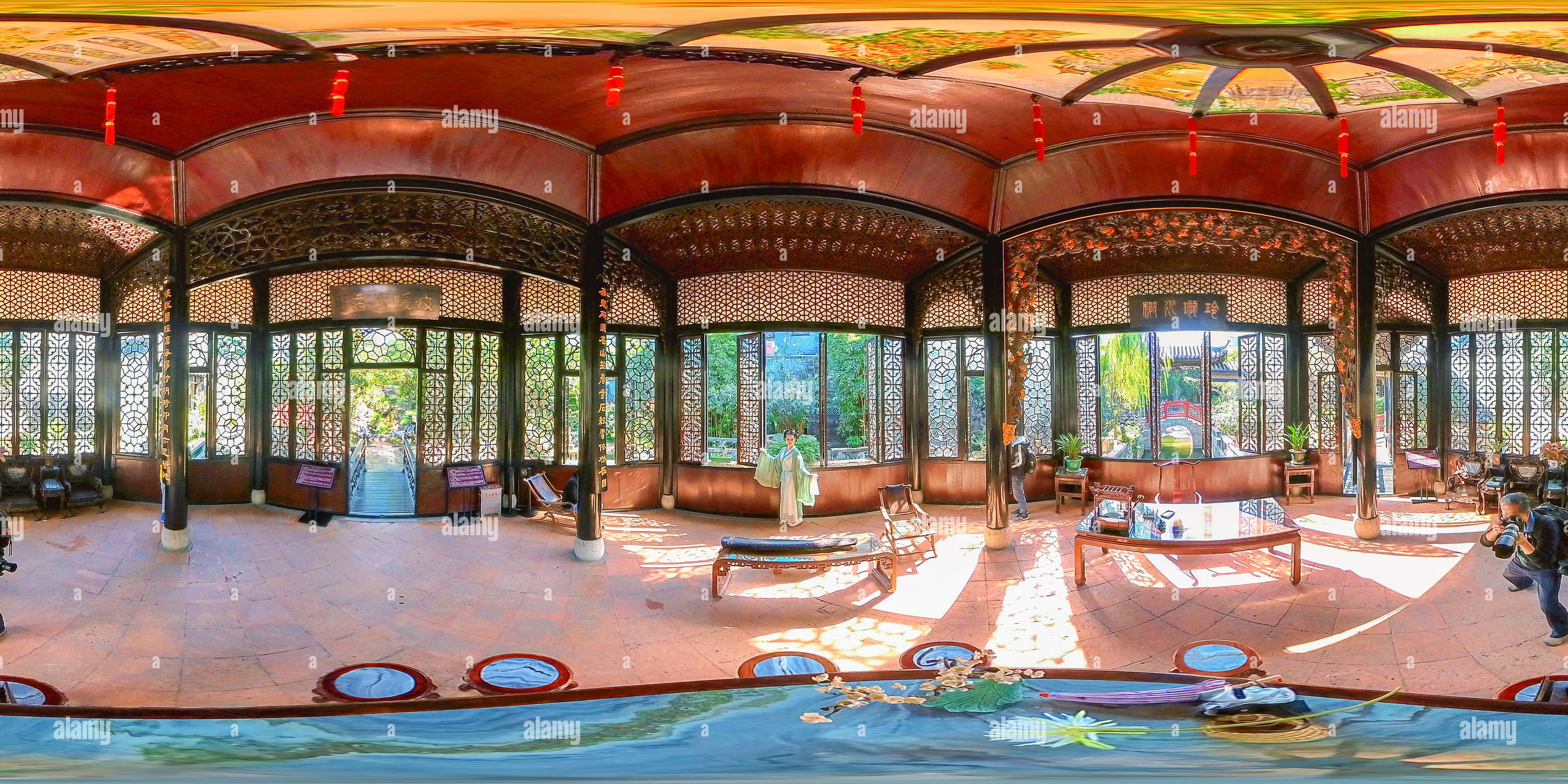 360° view of Antique waterside pavilion 古色古香的水榭 - Alamy