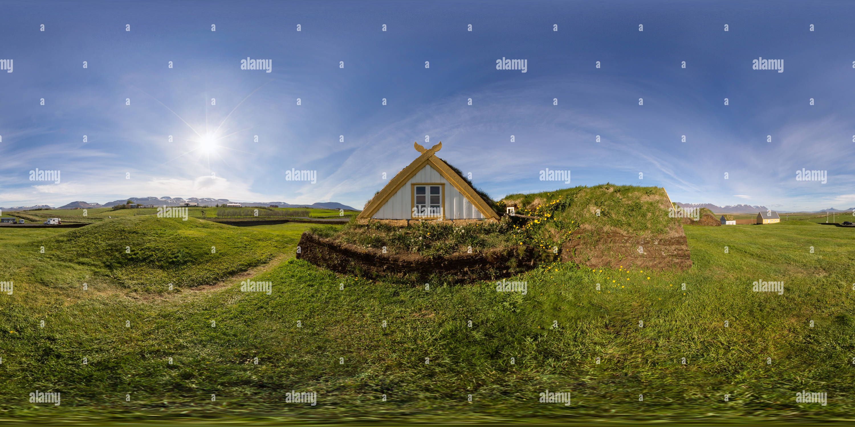 360° view of Turf farm Glaumbær (Iceland - Alamy