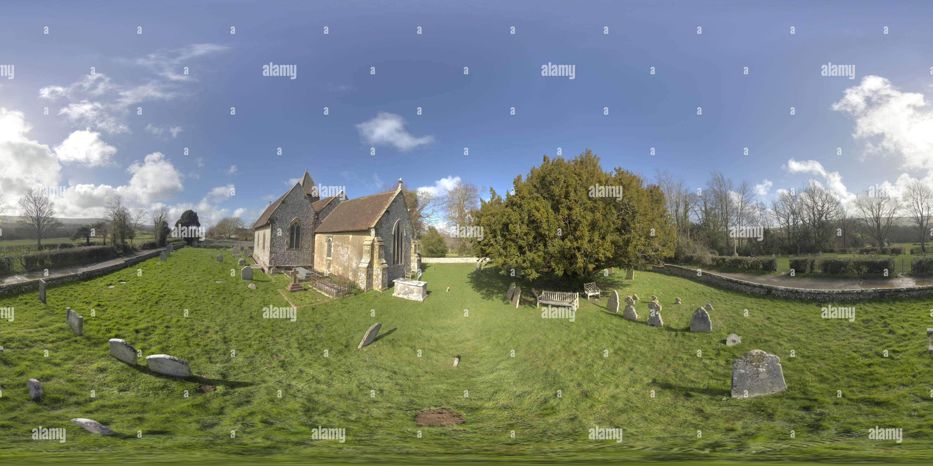 360° view of SE of Streat Church, East Sussex - Alamy