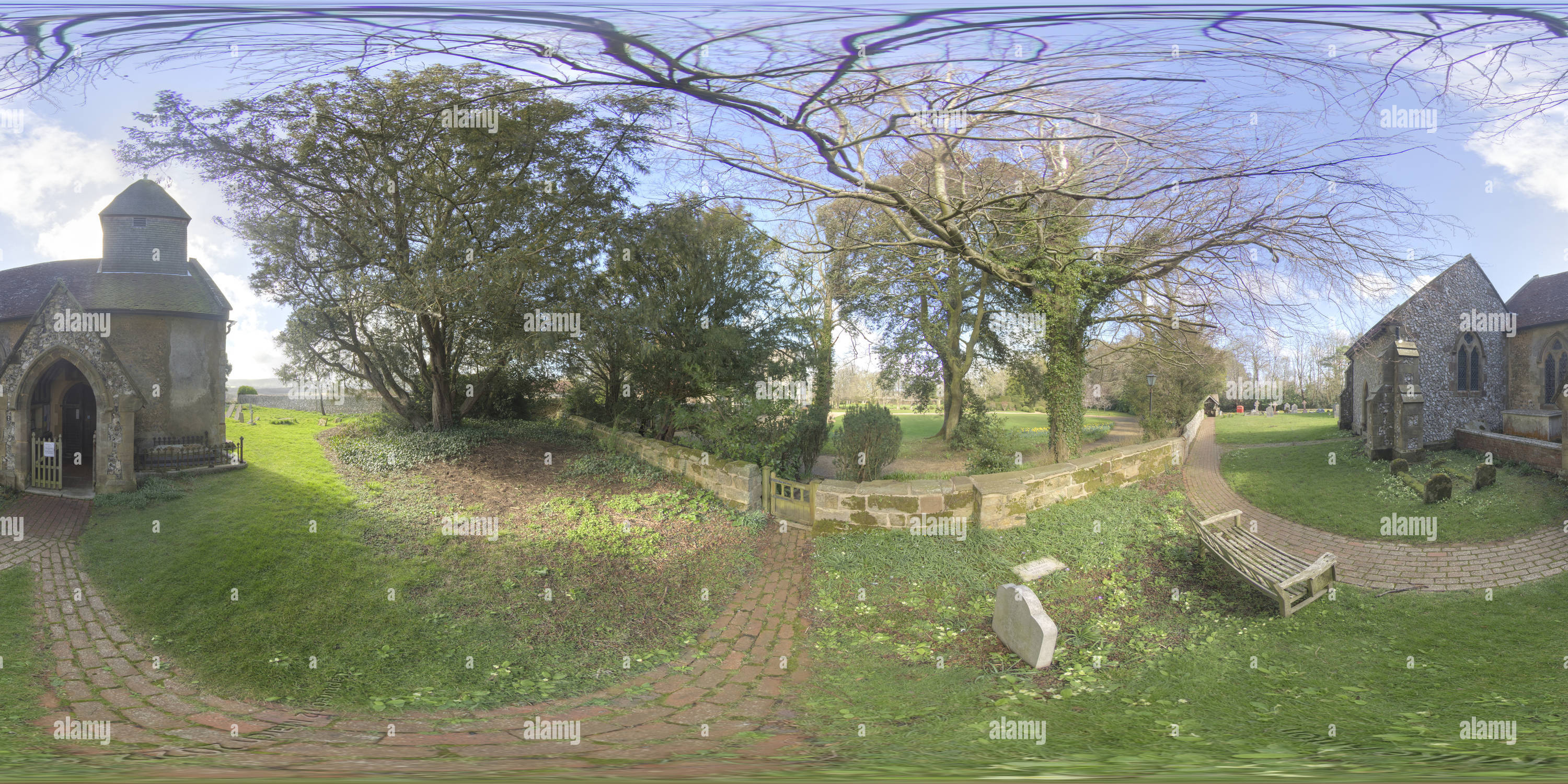 360° view of Northern entrance to Streat Church - Alamy
