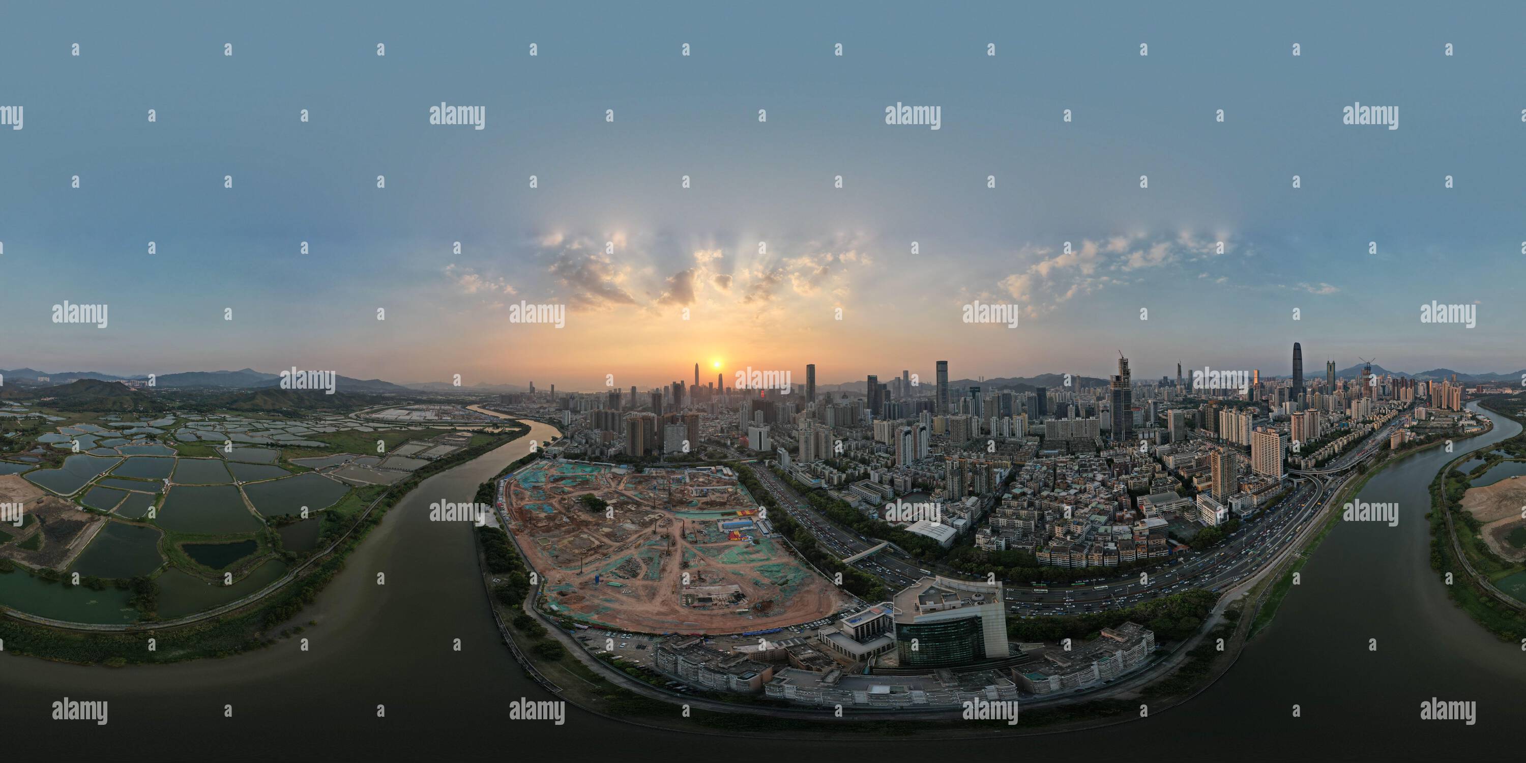 360° view of 360 degrees panorama of Shenzhen skyline - Alamy