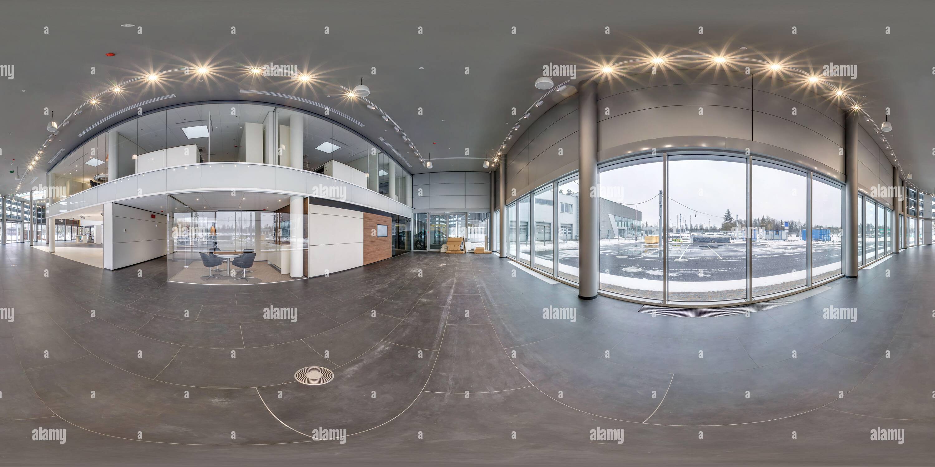 360° view of spherical 360 hdri panorama in empty room with repair in ...