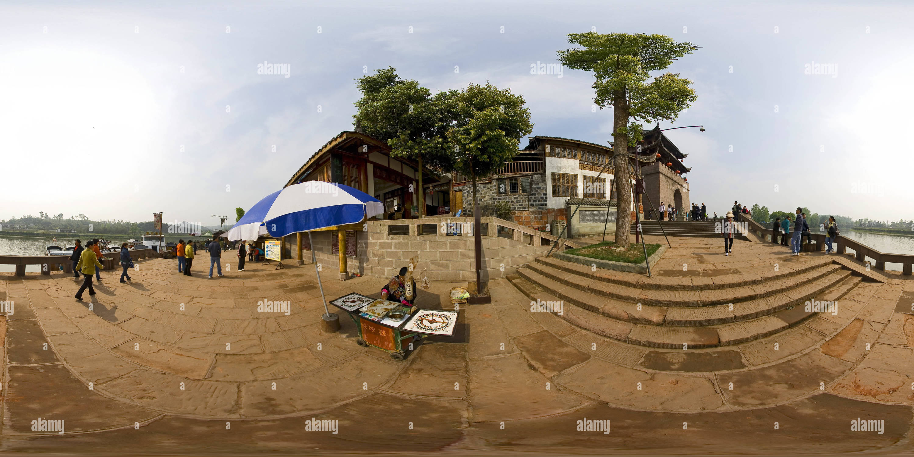 360° view of Yellow Longxi old town - wharf -3 - Alamy