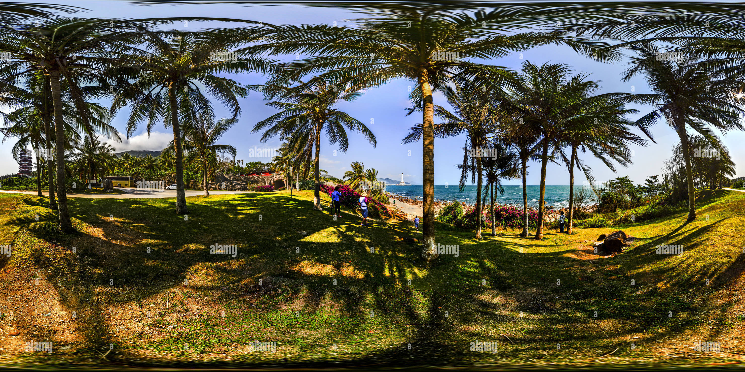 360° view of Nanshan Cultural Tourism Zone Sanya Hainan——Coconut forest ...