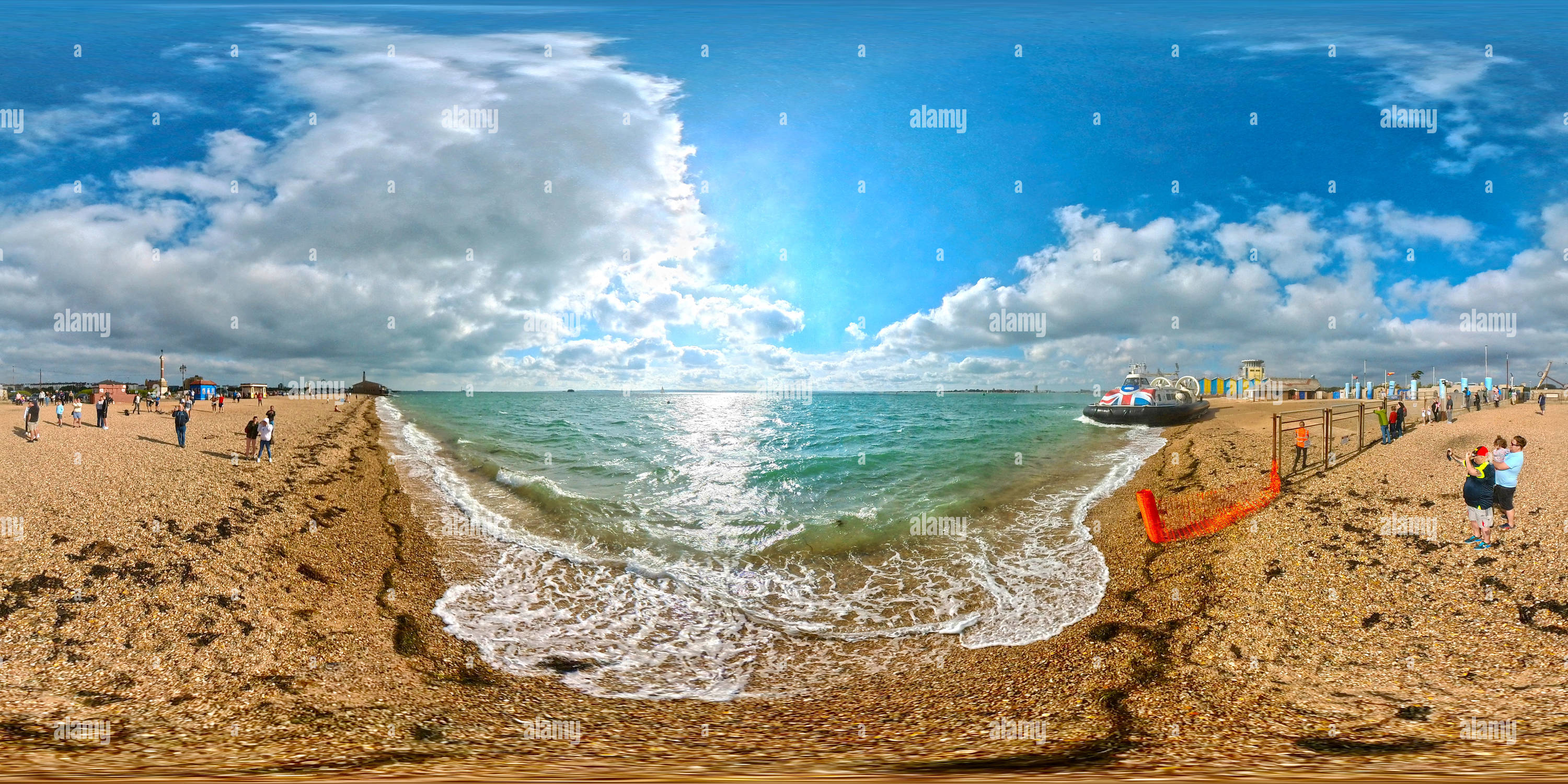 360° view of Southsea hovercraft leaving the hover port heading to Ryde ...