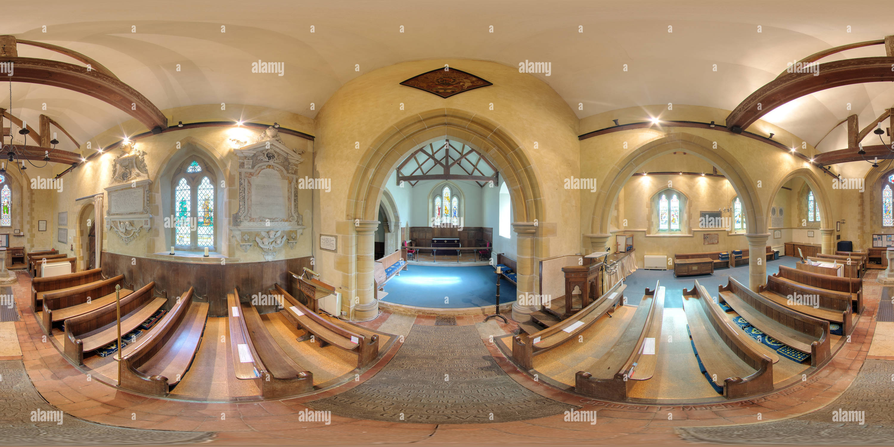 360° view of Nave of Streat Church, East Sussex - Alamy