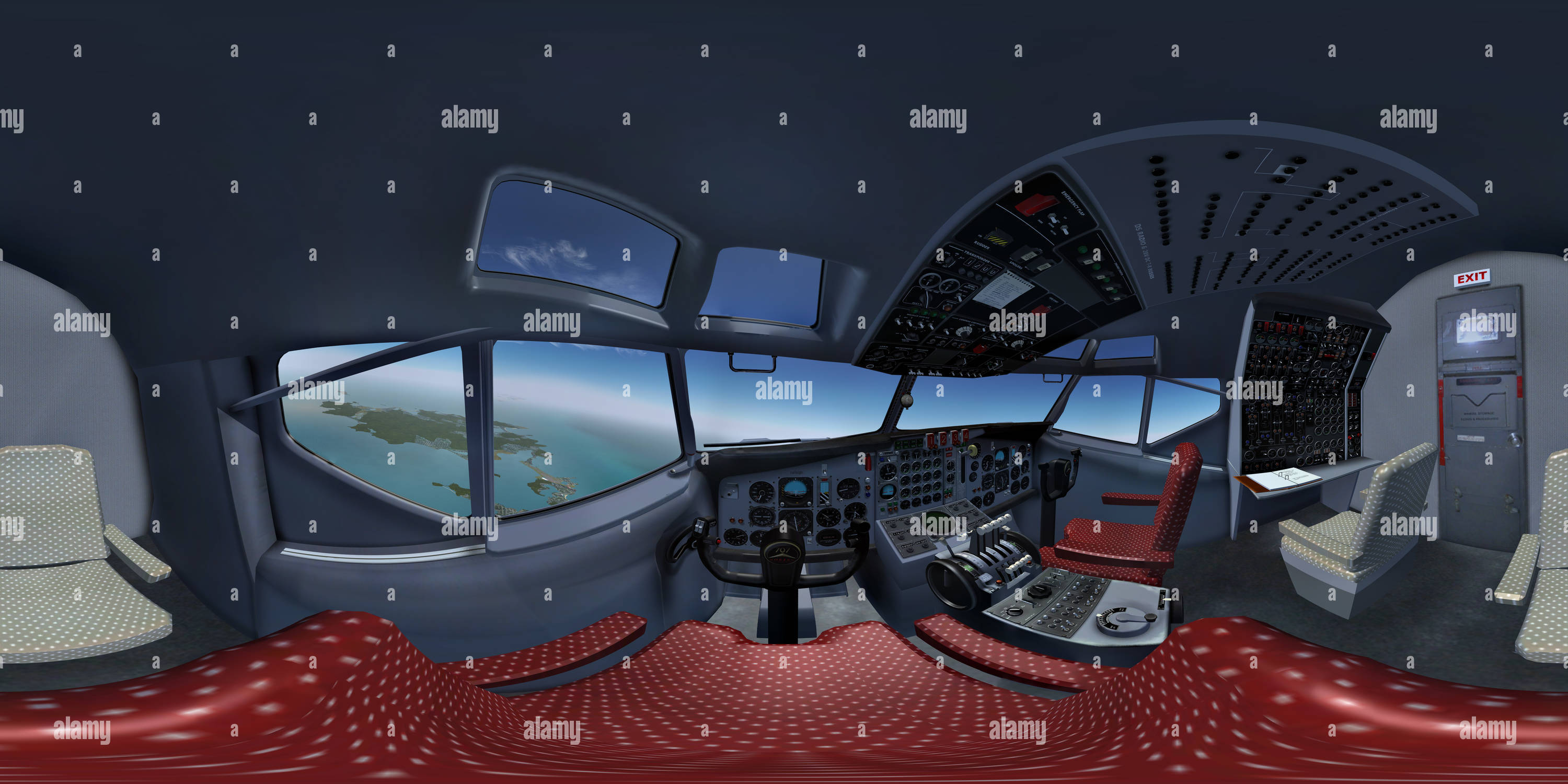 360° view of Boeing707 cockpit in Flightgear flight simulator - Alamy