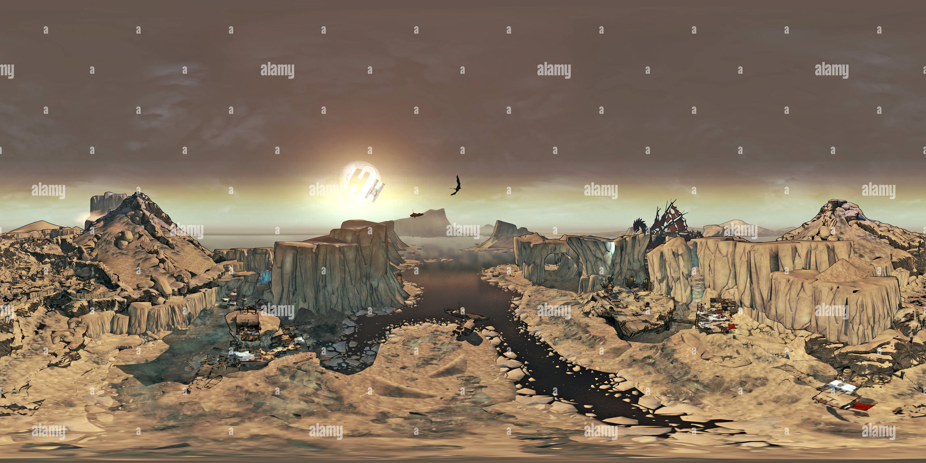 360° view of Southern Shelf, Bird's-Eye View - Borderlands 2 - Alamy