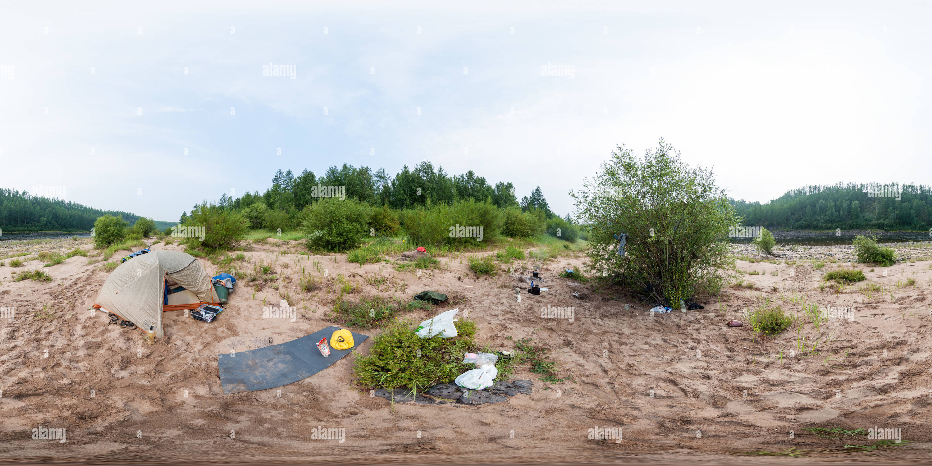 360° view of Camping near Vitim river #1 - Alamy