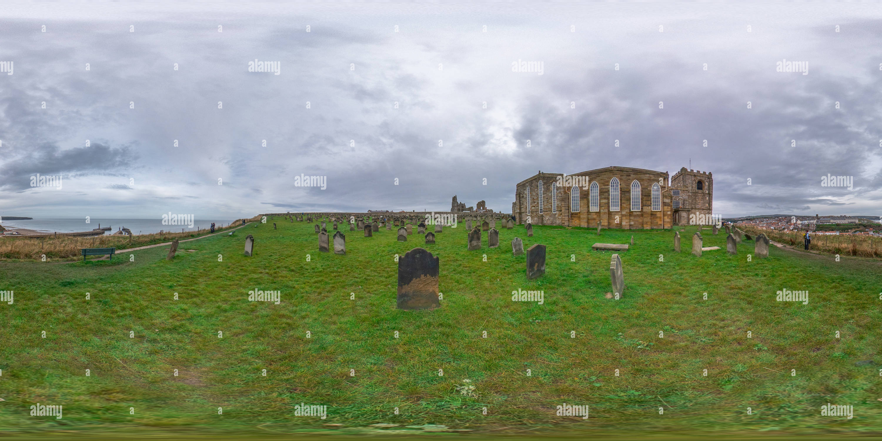 360° view of St Marys Church on Whitby cliff, North Yorkshire - Alamy