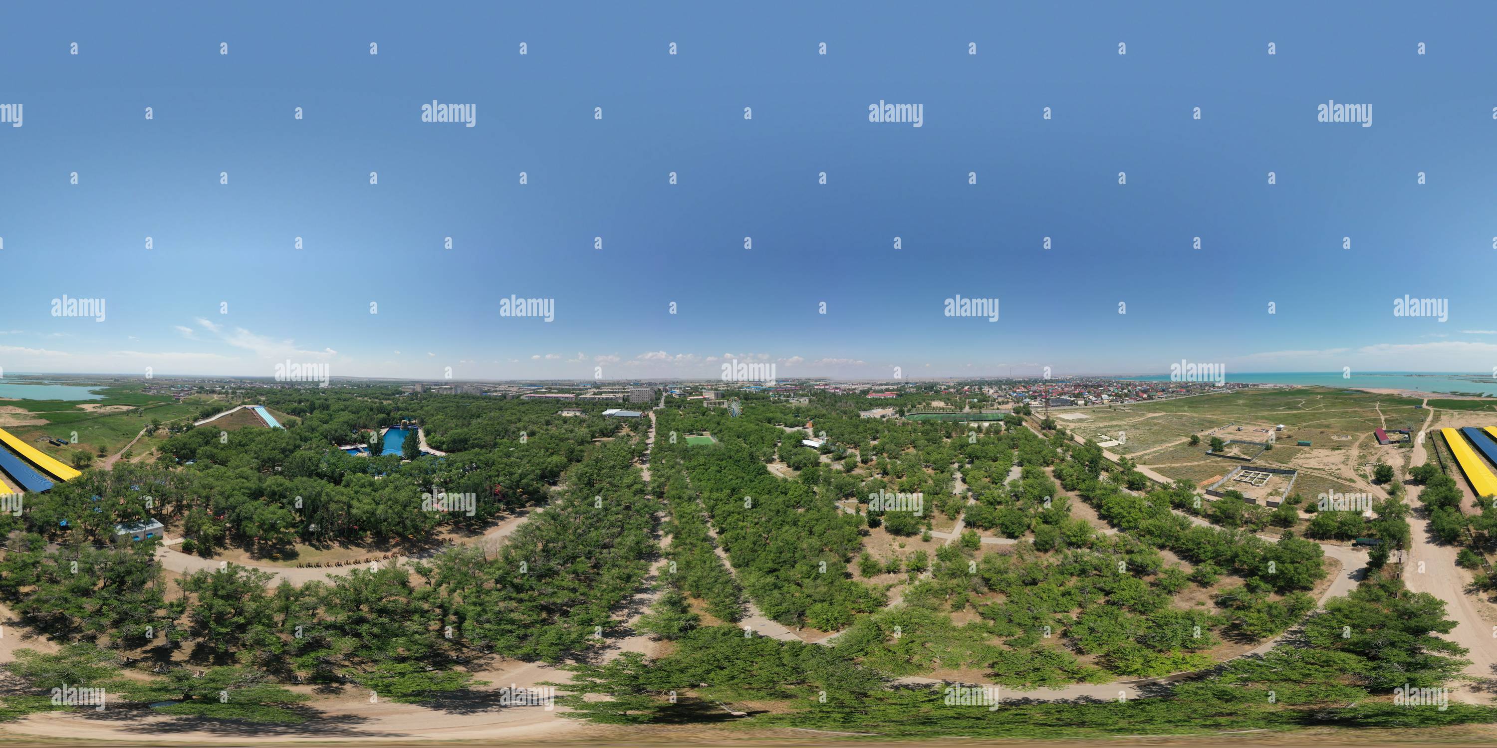 360° view of Kapchagay (Konaev) city, Kazakhstan (city park - Alamy