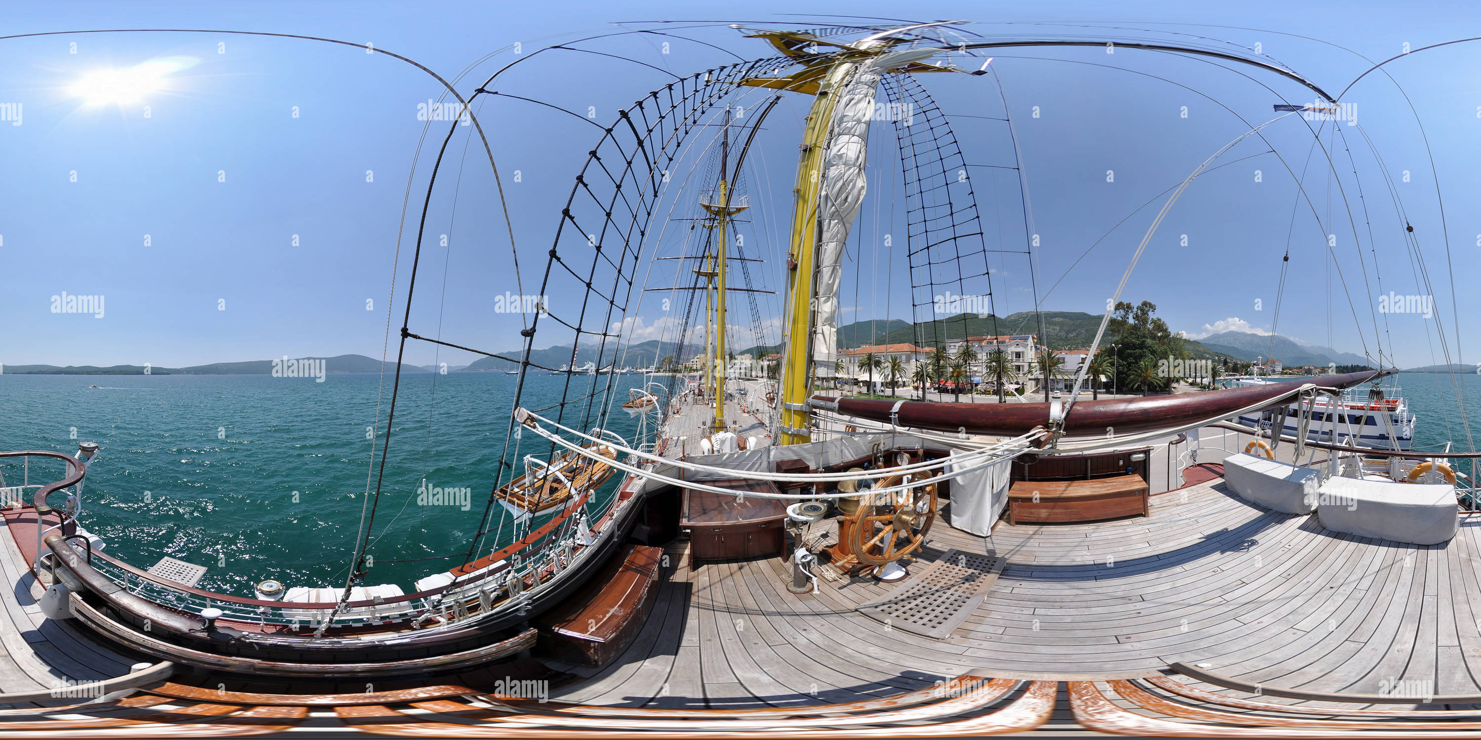 360° view of Tivat, training ship Jadran - Alamy