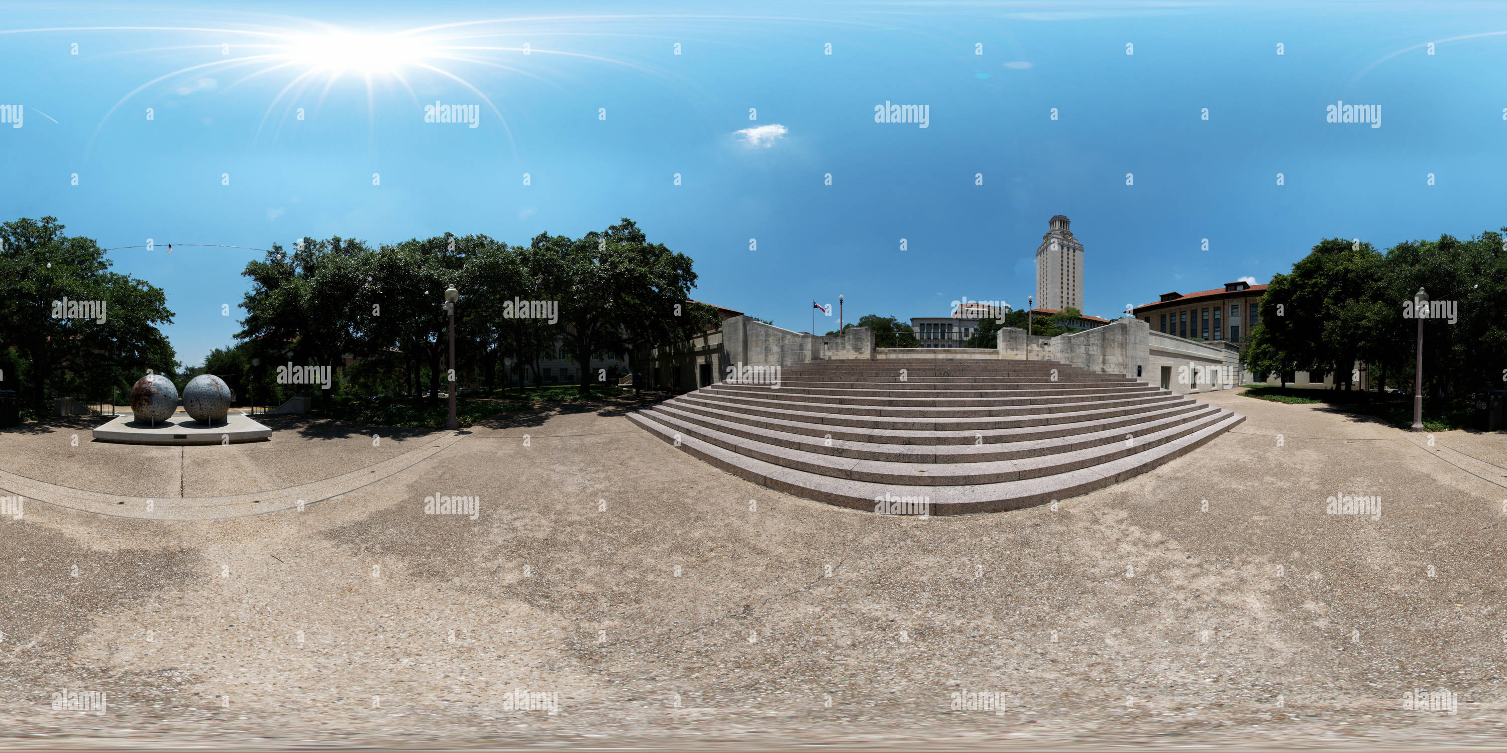 360° view of University of Texas Austin east mall and tower - Alamy