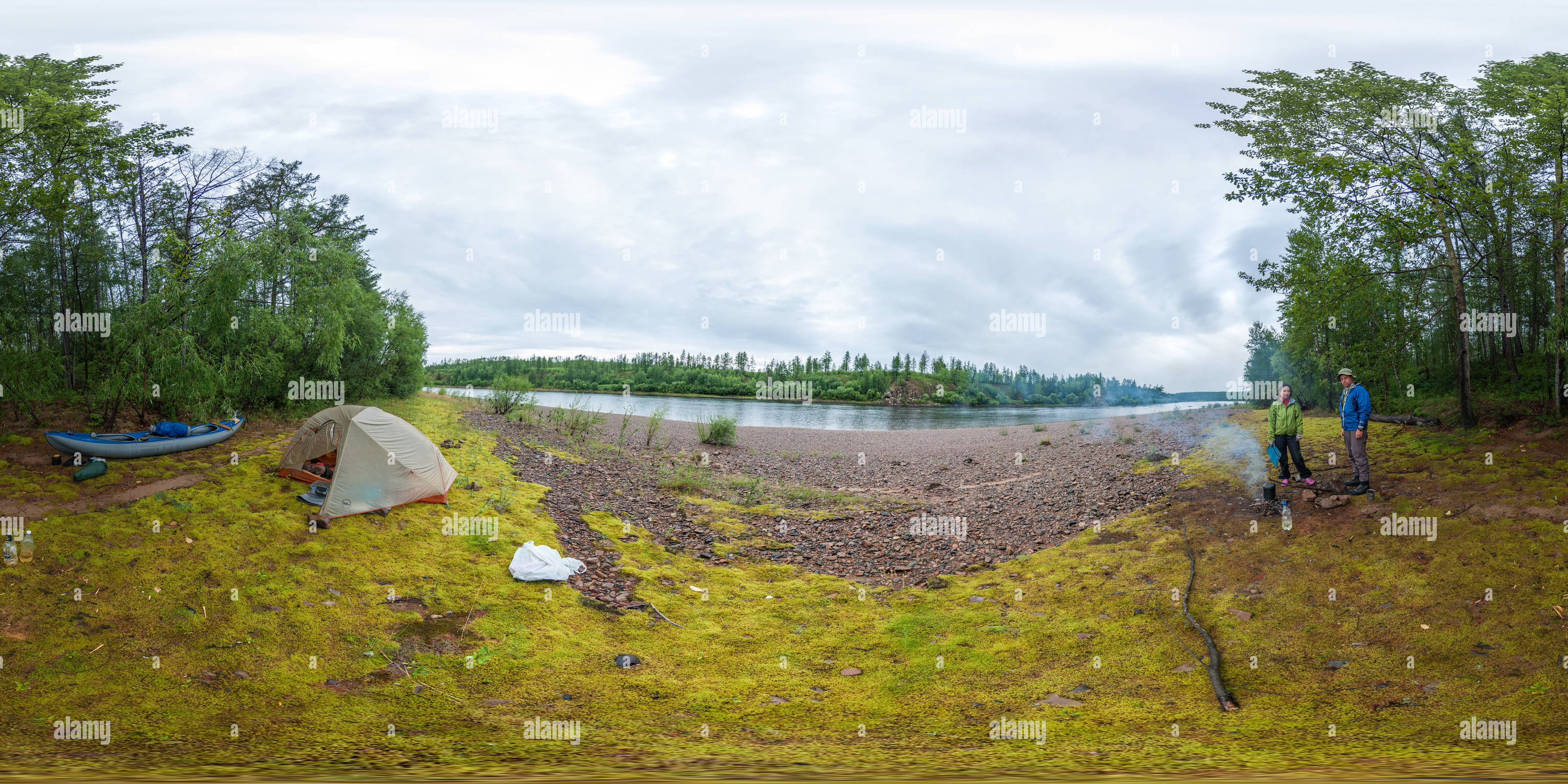 360° view of Camping near Vitim river #4 - Alamy