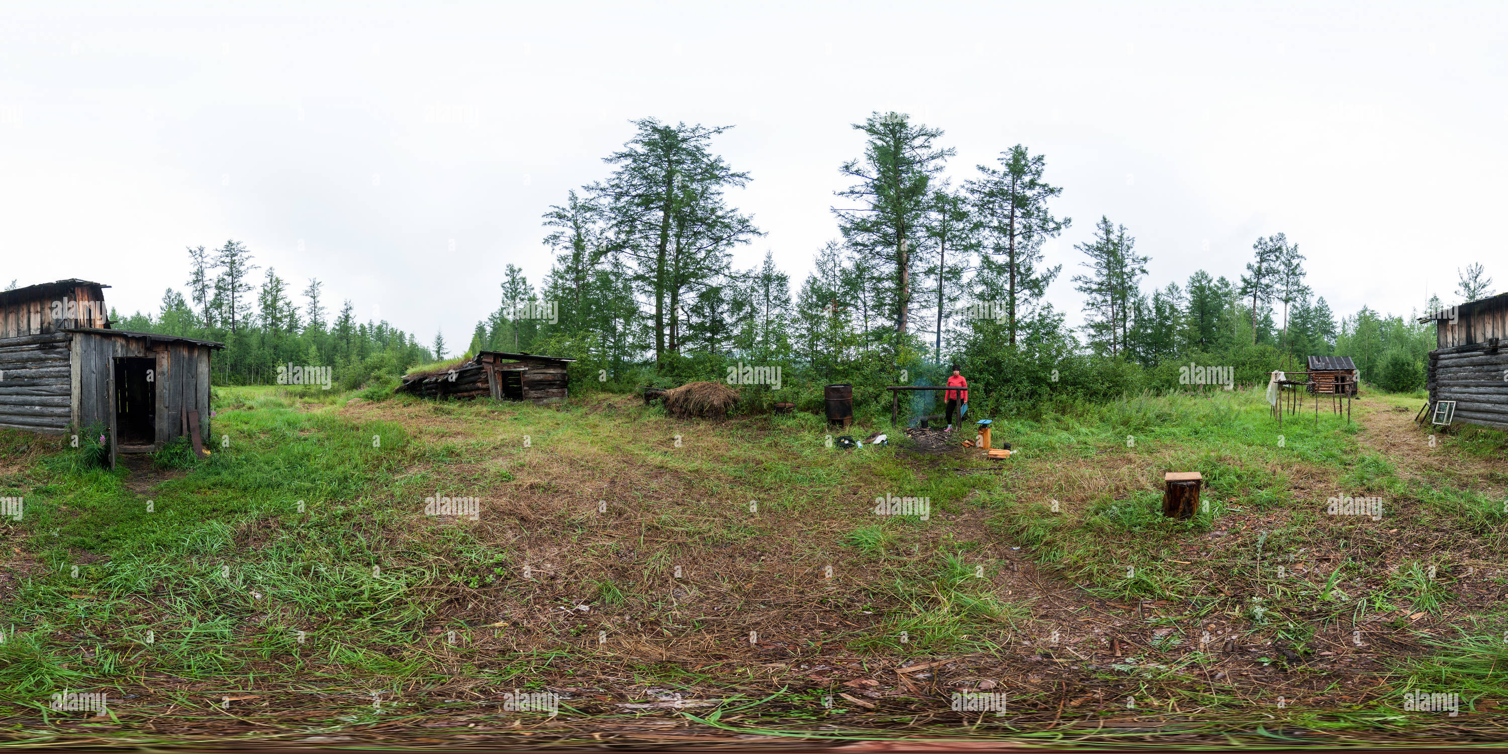 360° view of Huts on Vitim river - Alamy