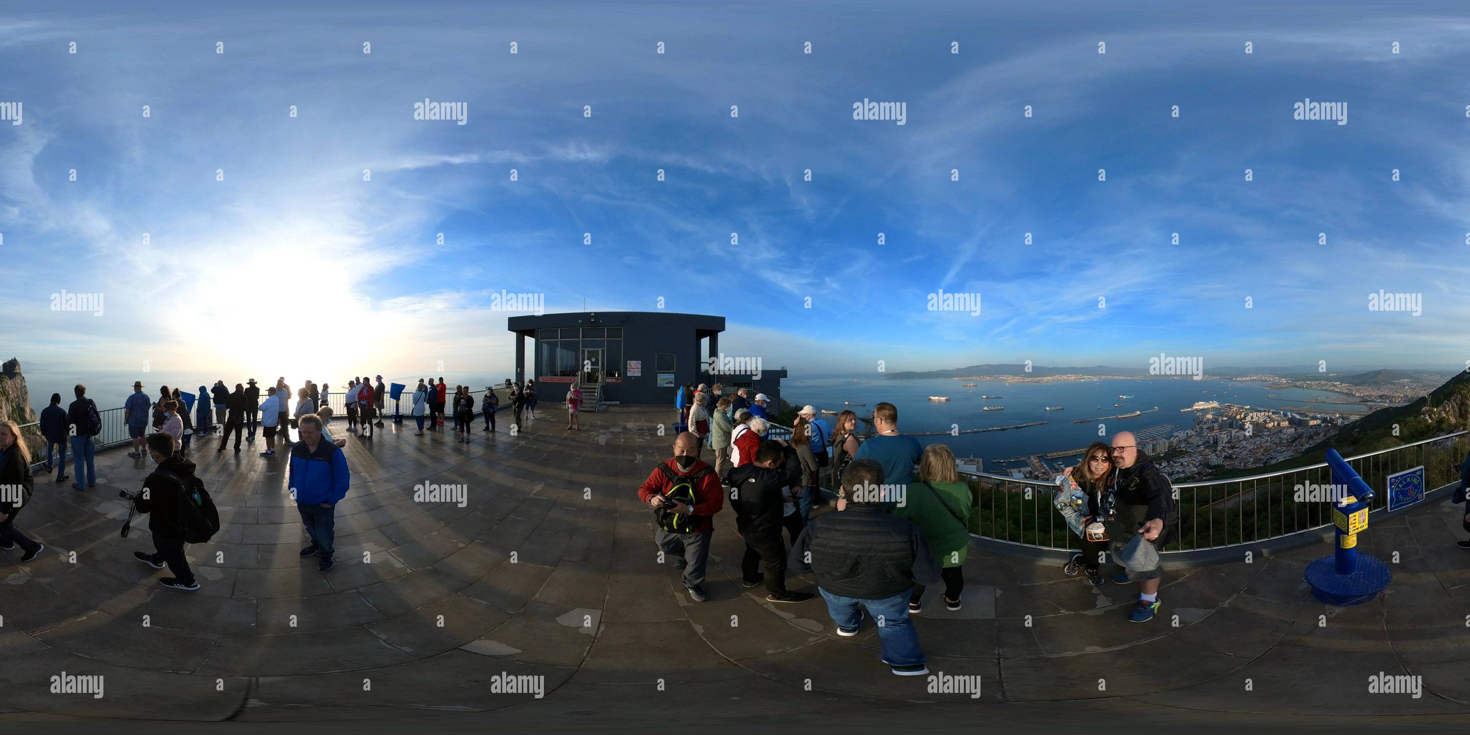 360° view of Crowds on top of the Rock of Gibraltar - Alamy