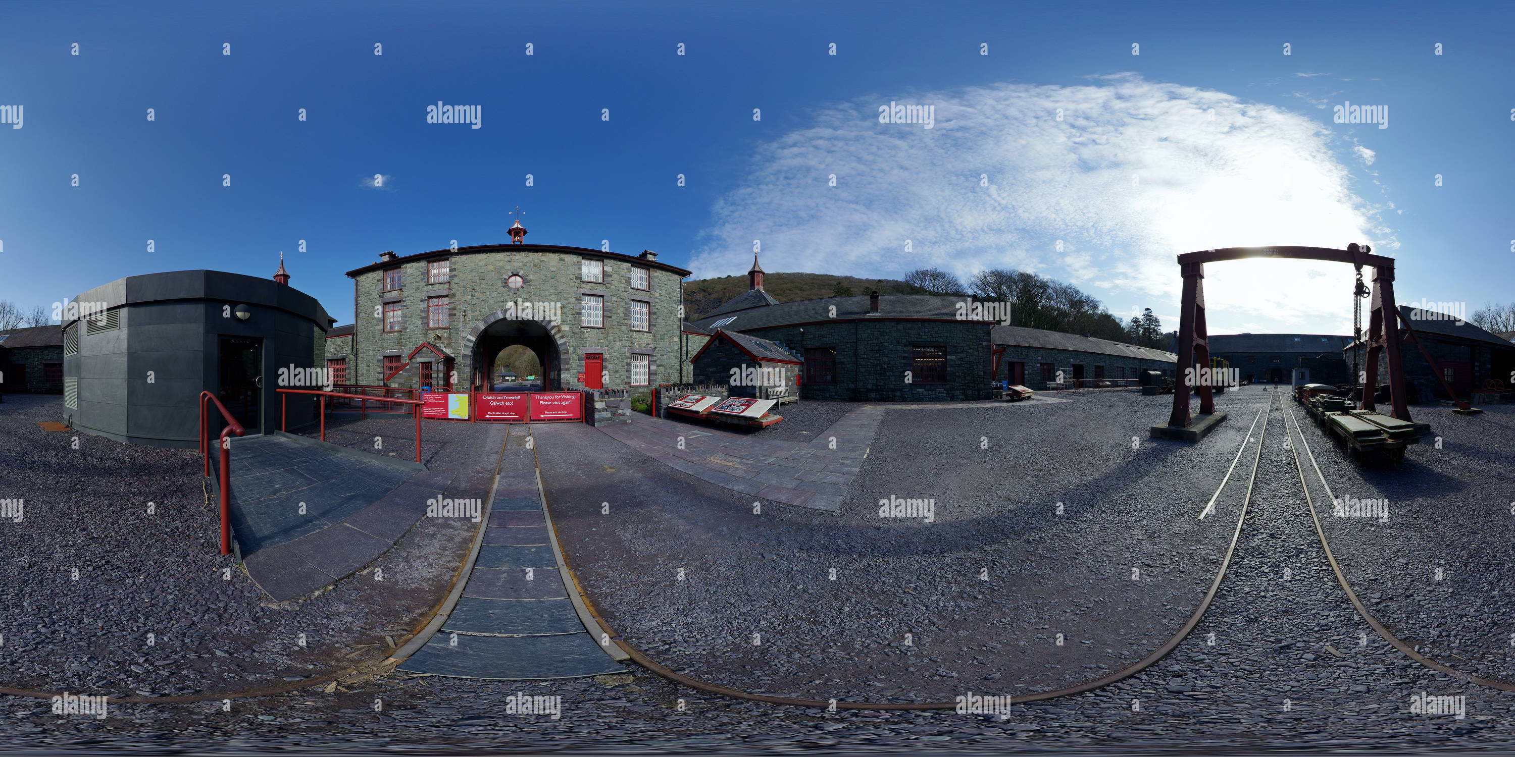 360° view of Slate museum Llanberis, courtyard - Alamy