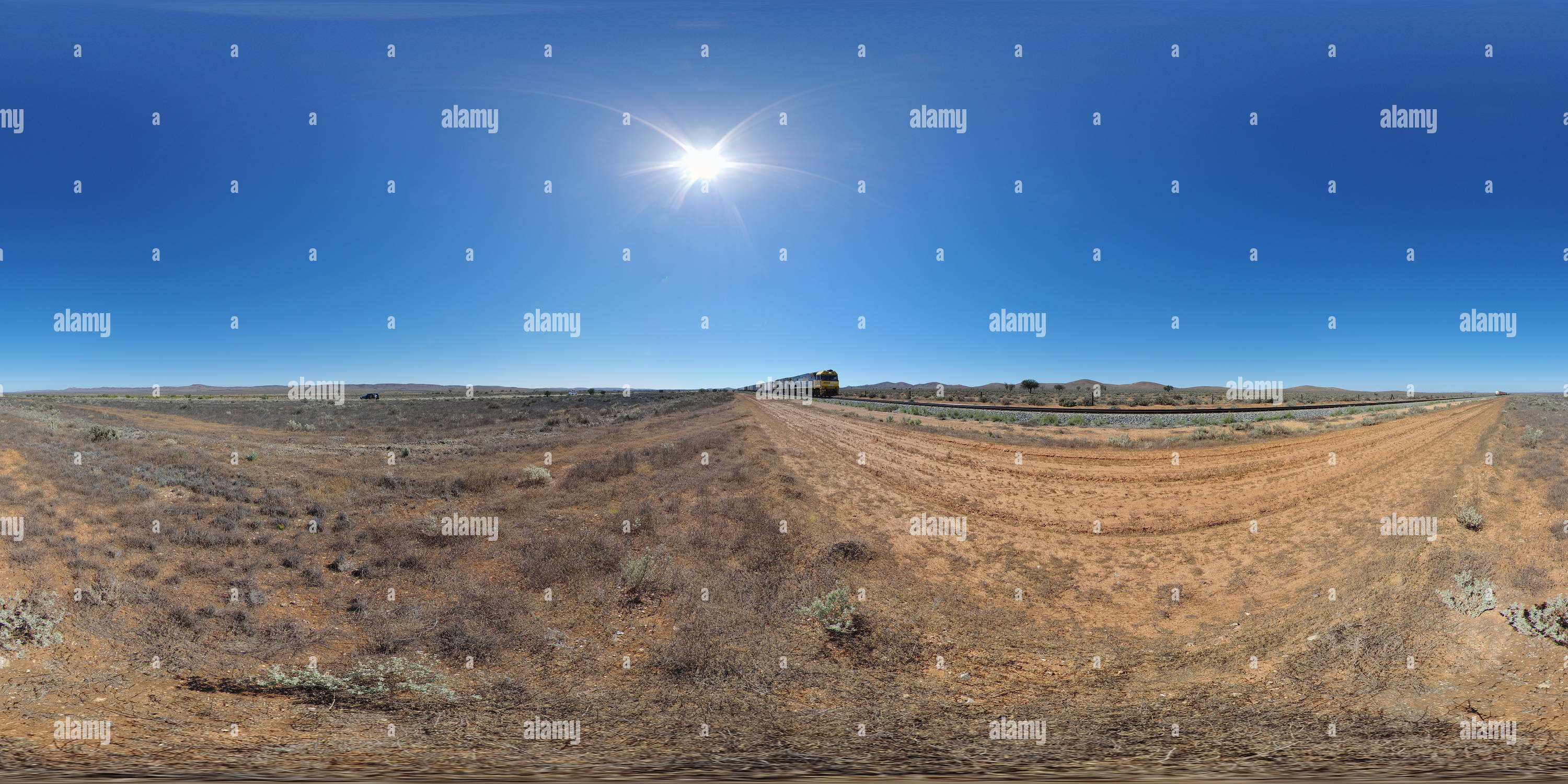 360° view of Pacific National Freight Train in outback South Australia ...