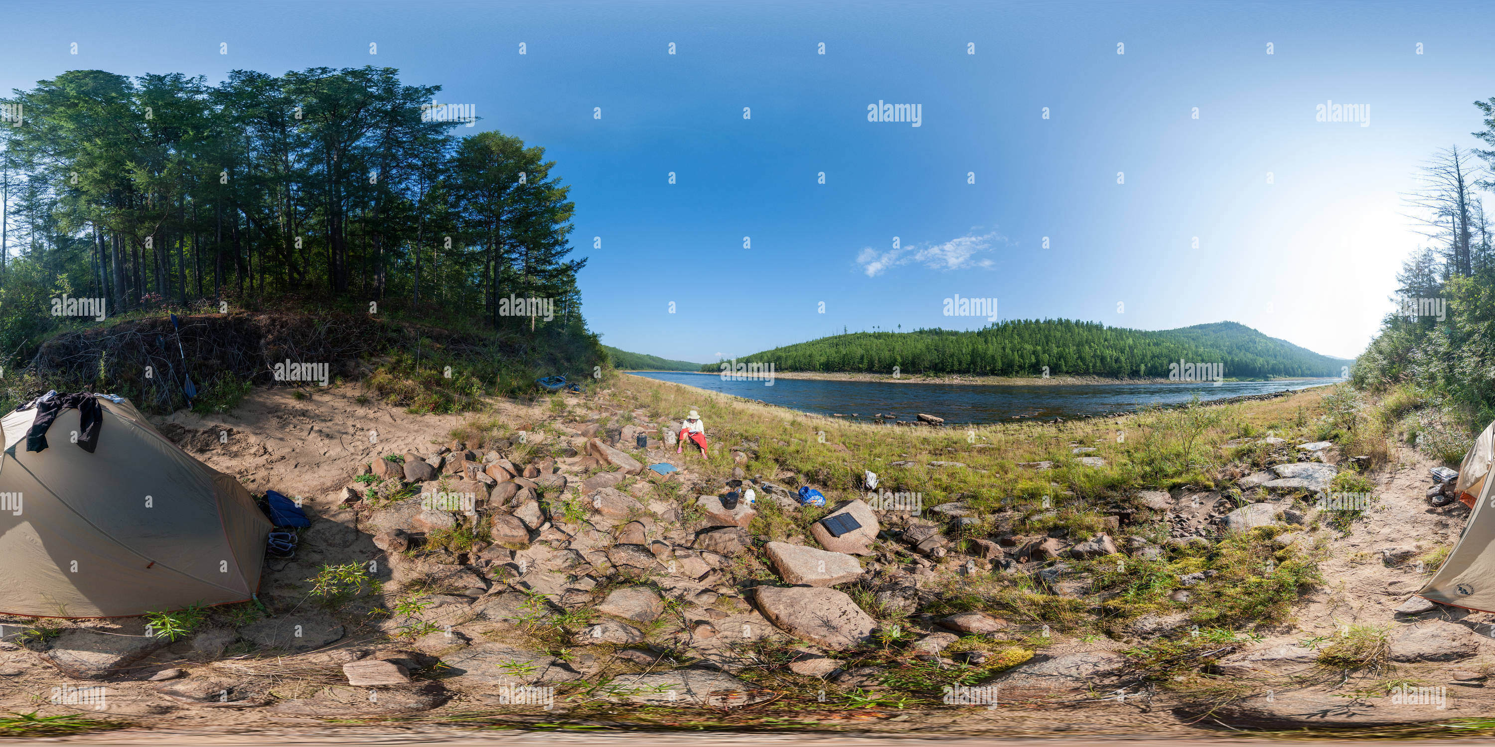 360° view of Camping near Vitim river #7 - Alamy