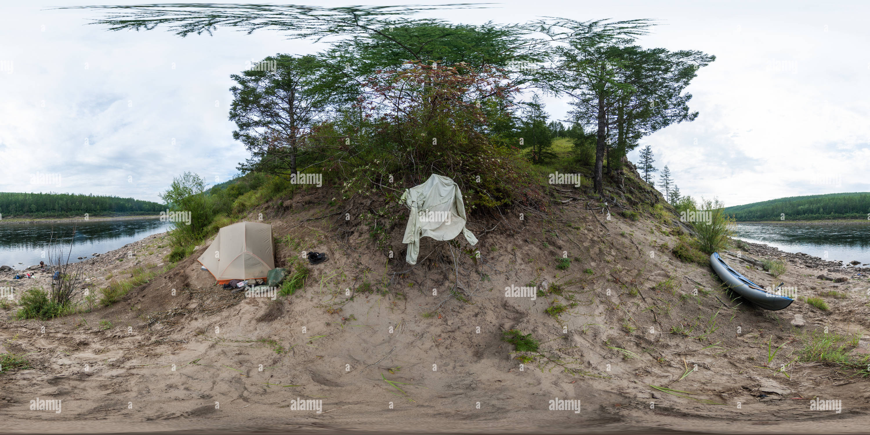 360° view of Camping near Vitim river #8 - Alamy