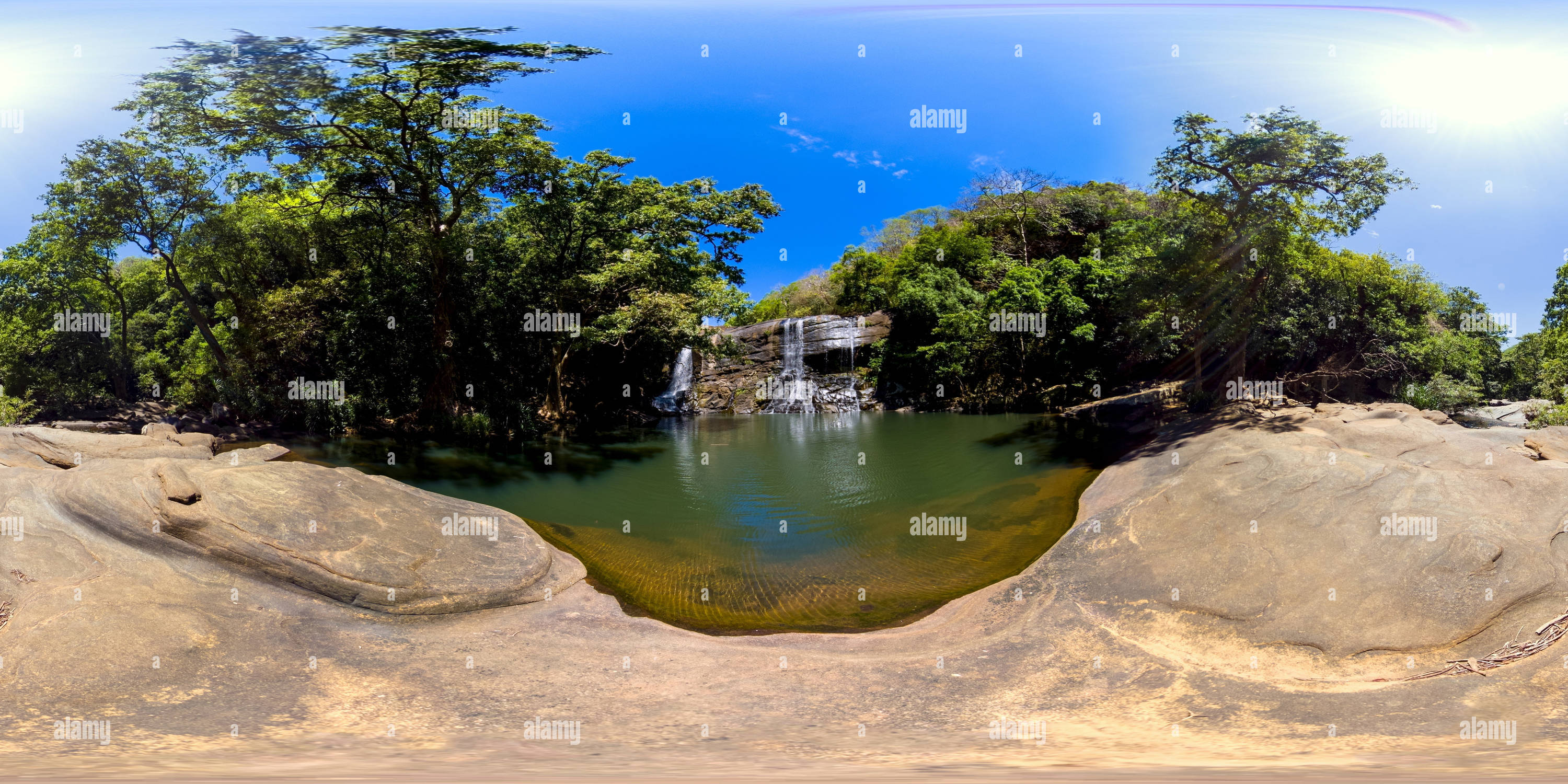 360° view of Beautiful tropical waterfall. Sera Ella Water Fall - Alamy