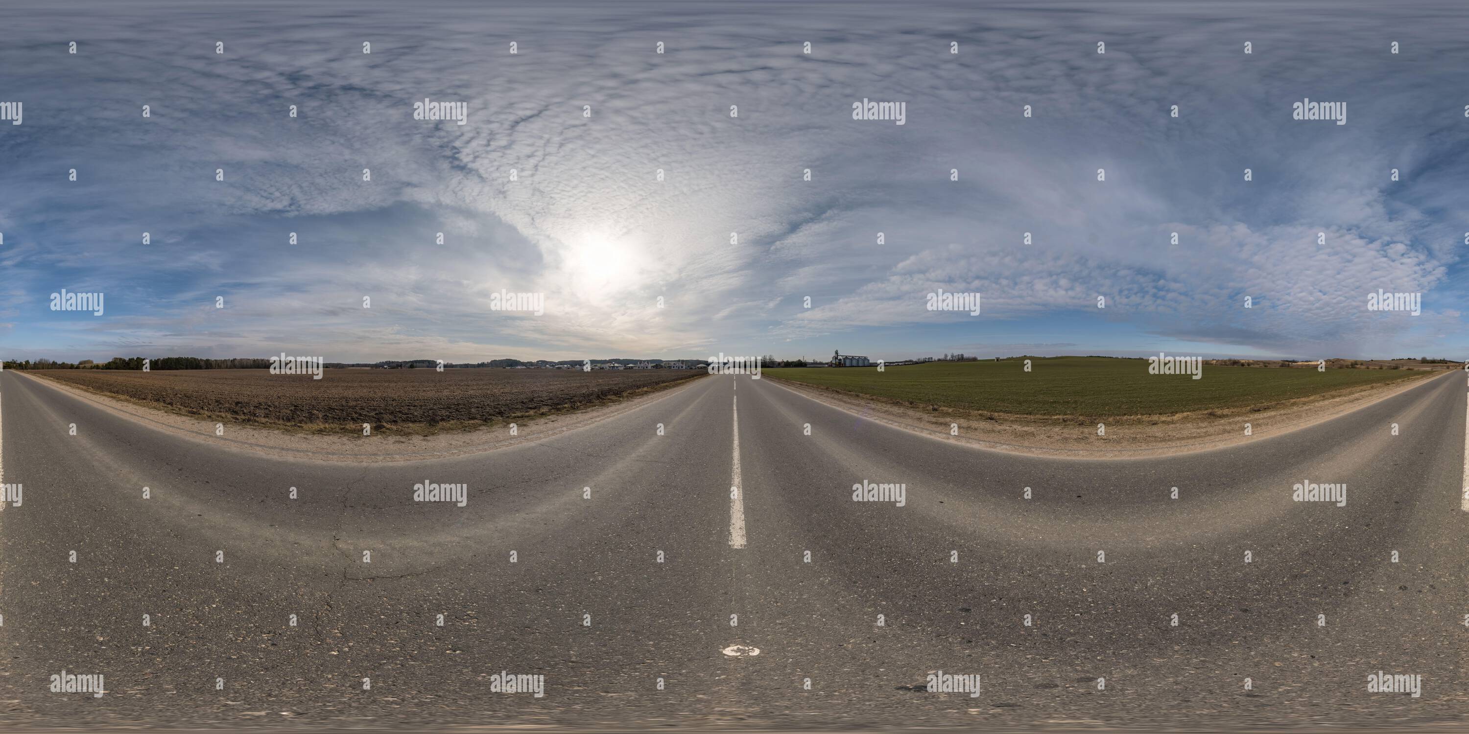 360° view of 360 seamless hdri panorama view on asphalt no traffic road ...