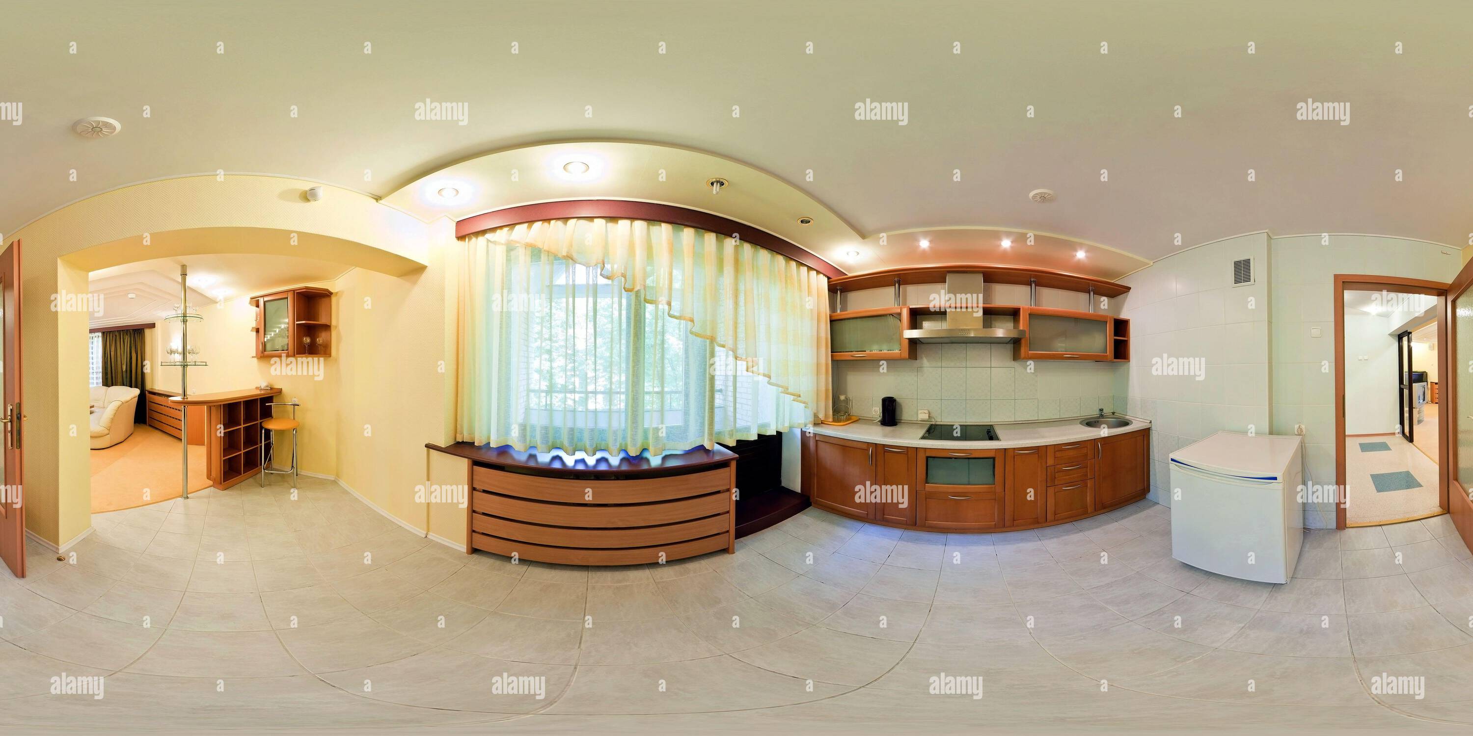 360° view of seamless 360 panorama in interior of kitchen of cheap ...