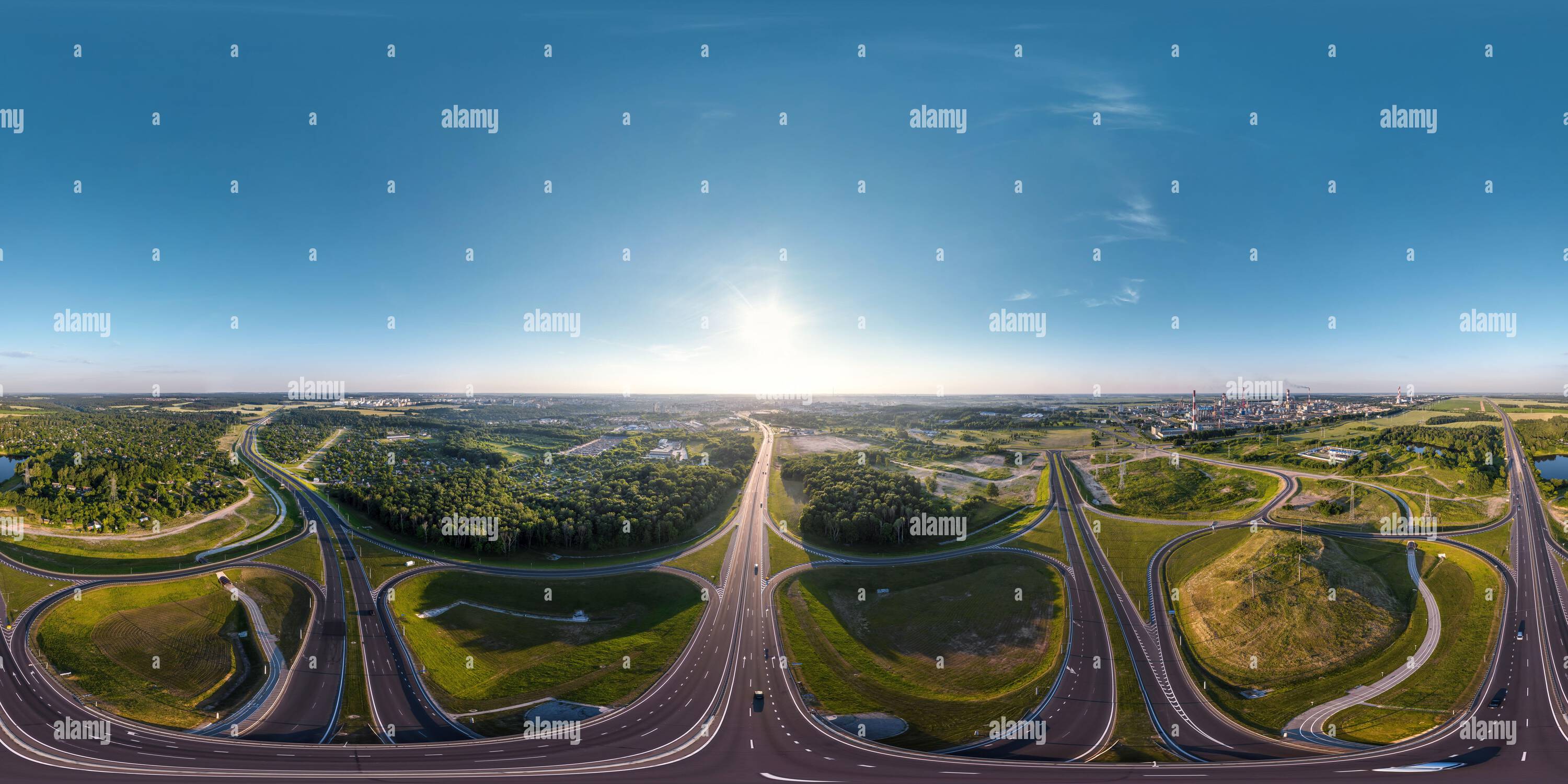 360° view of aerial full spherical seamless hdr 360 panorama over huge ...