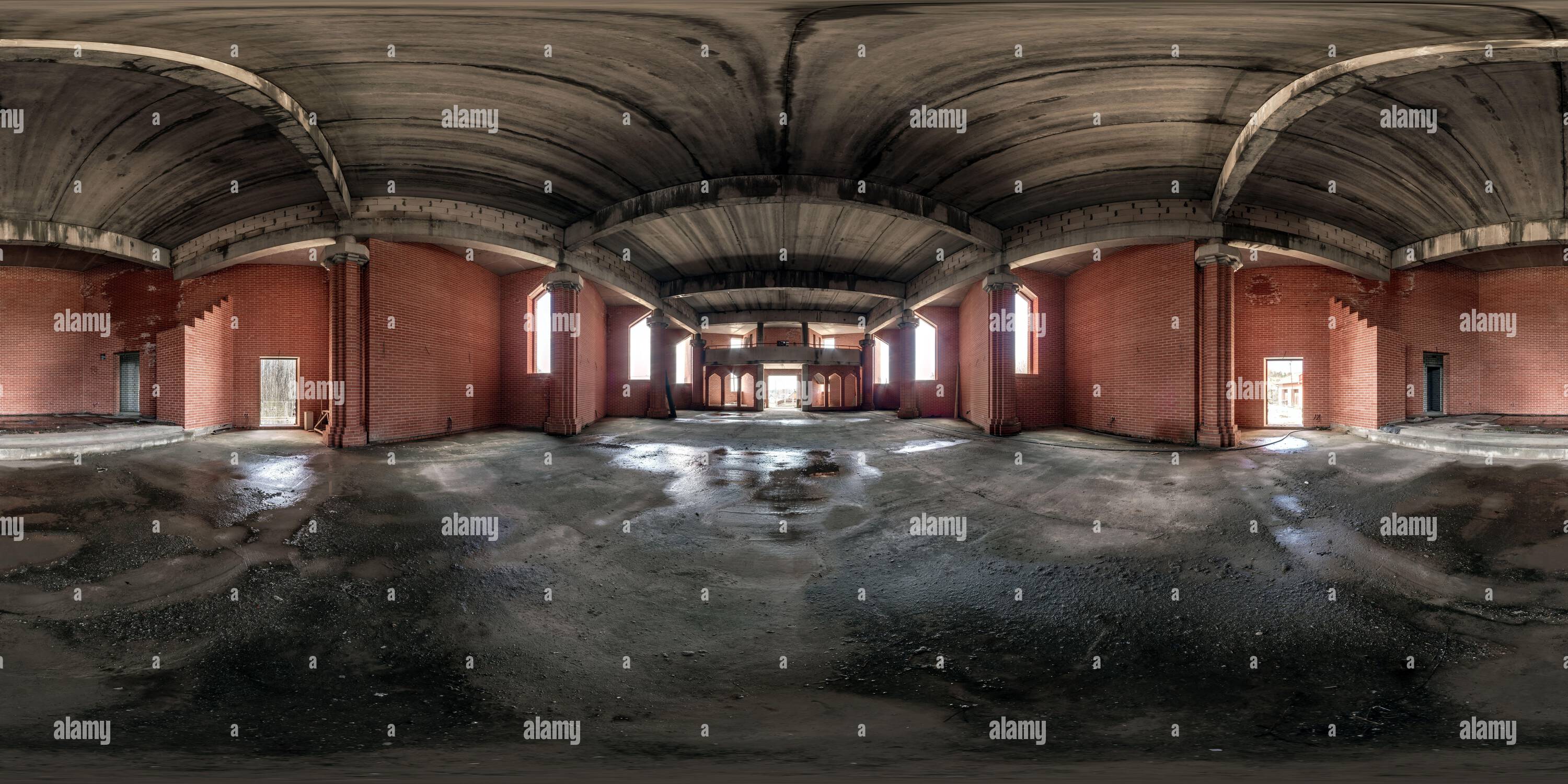 360° view of full seamless spherical 360 panorama in empty interior ...