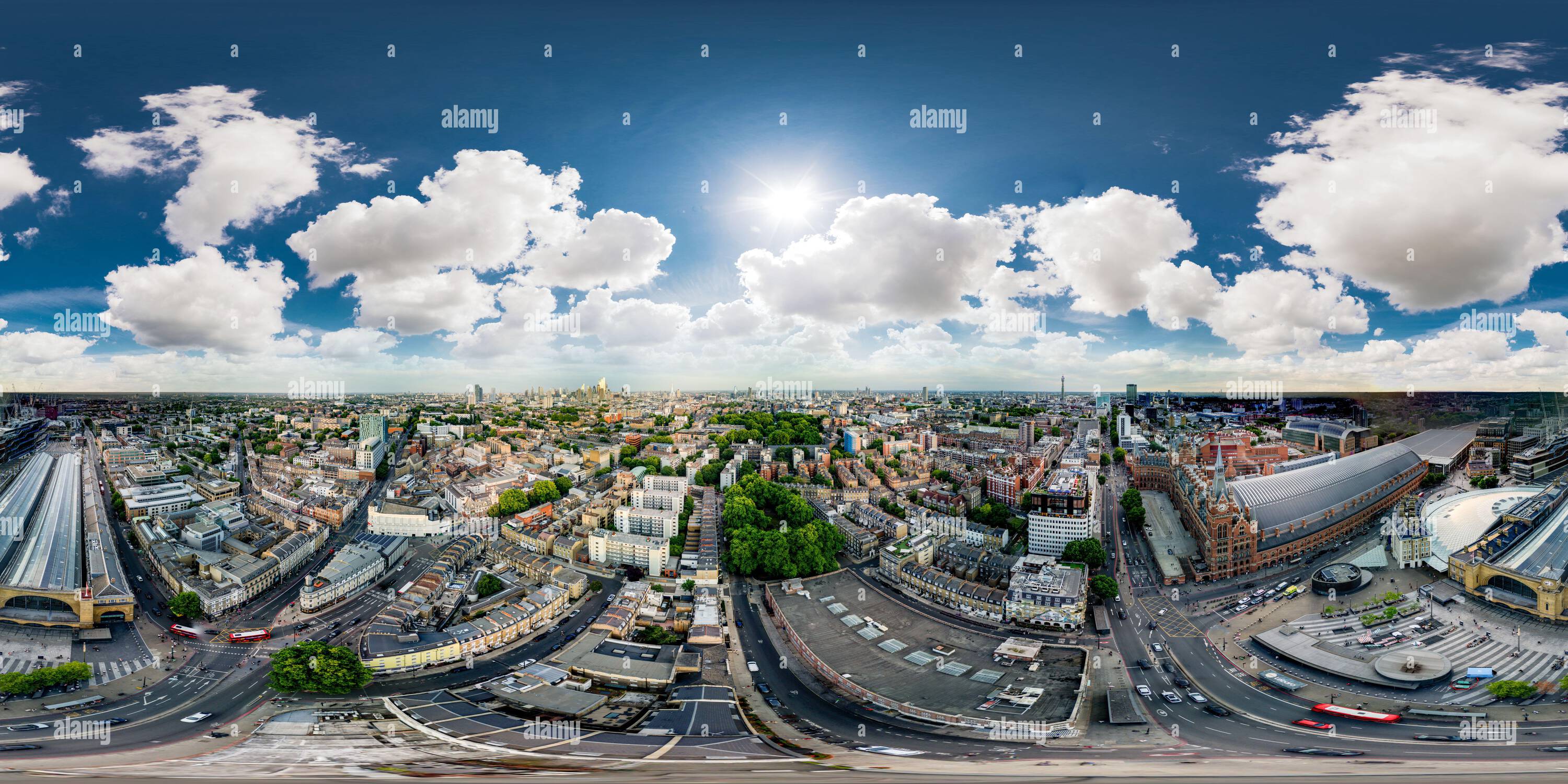360° view of Aerial 360 drone photo Train stations Downtown London UK ...
