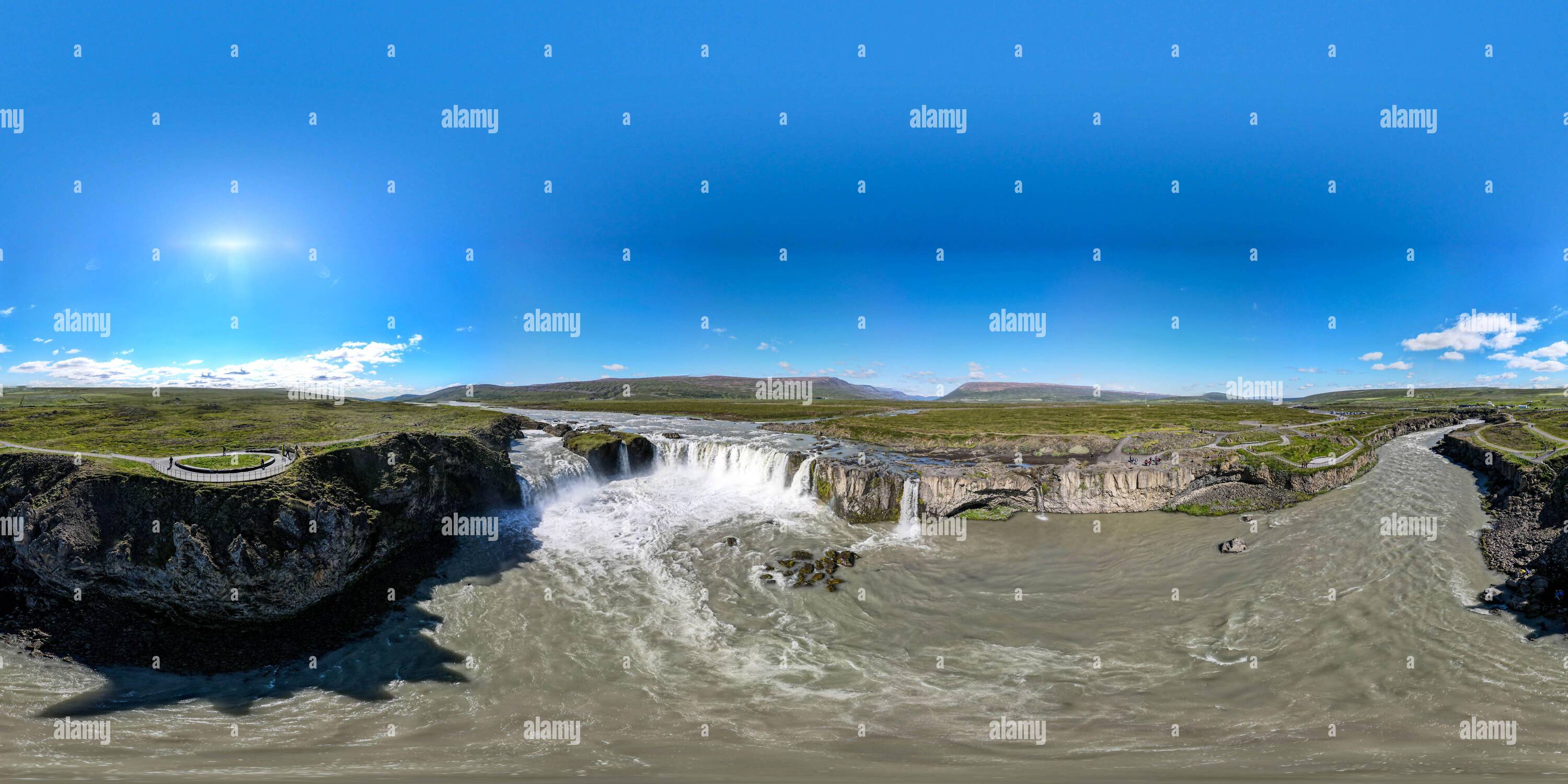360° view of Drone view at Godafoss waterfall on Iceland - Alamy