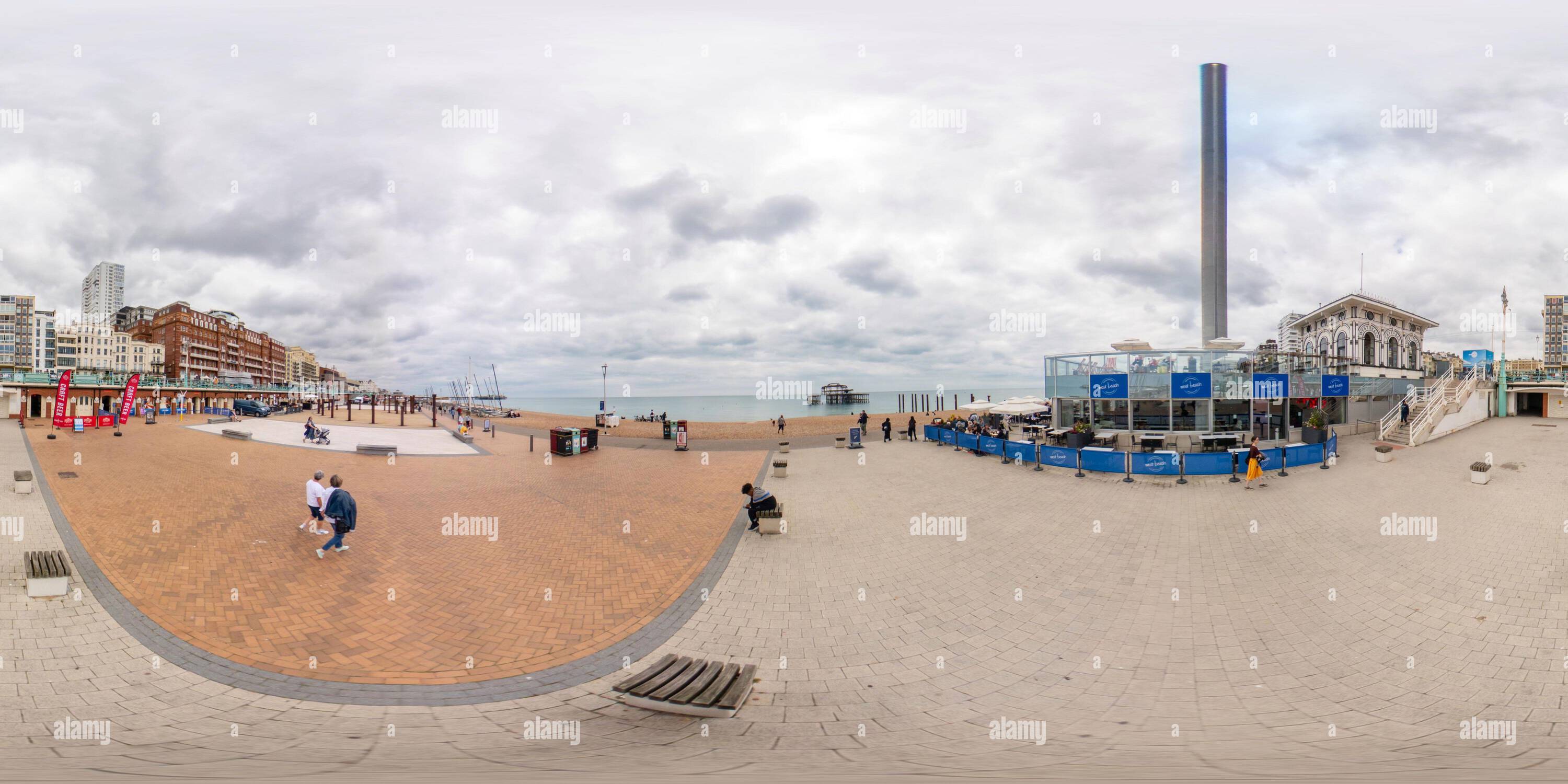 360° view of Brighton Beach uk shot with 360 camera - Alamy