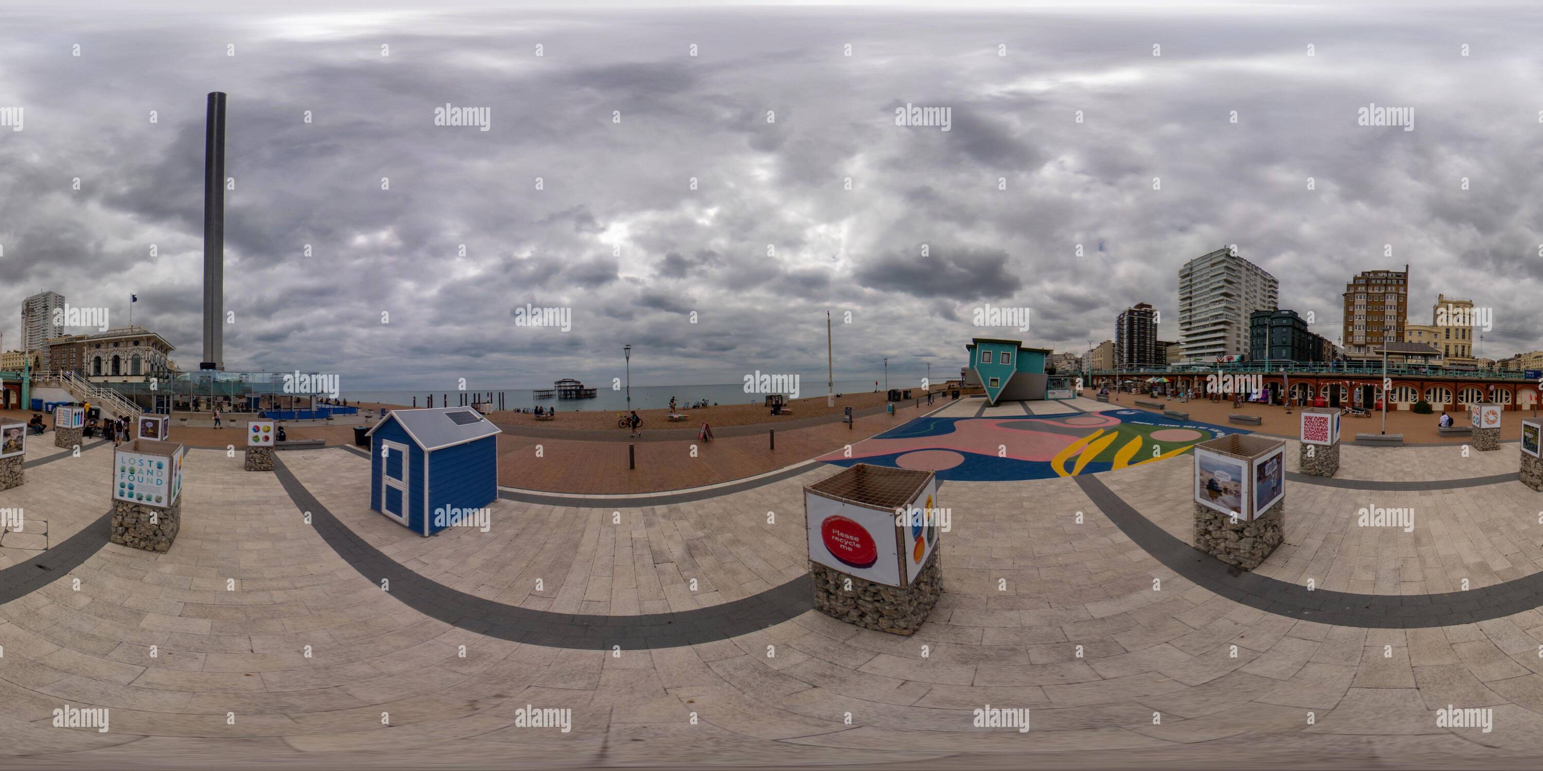 360° view of Brighton Beach UK circa July 2022 shot on 360 camera - Alamy