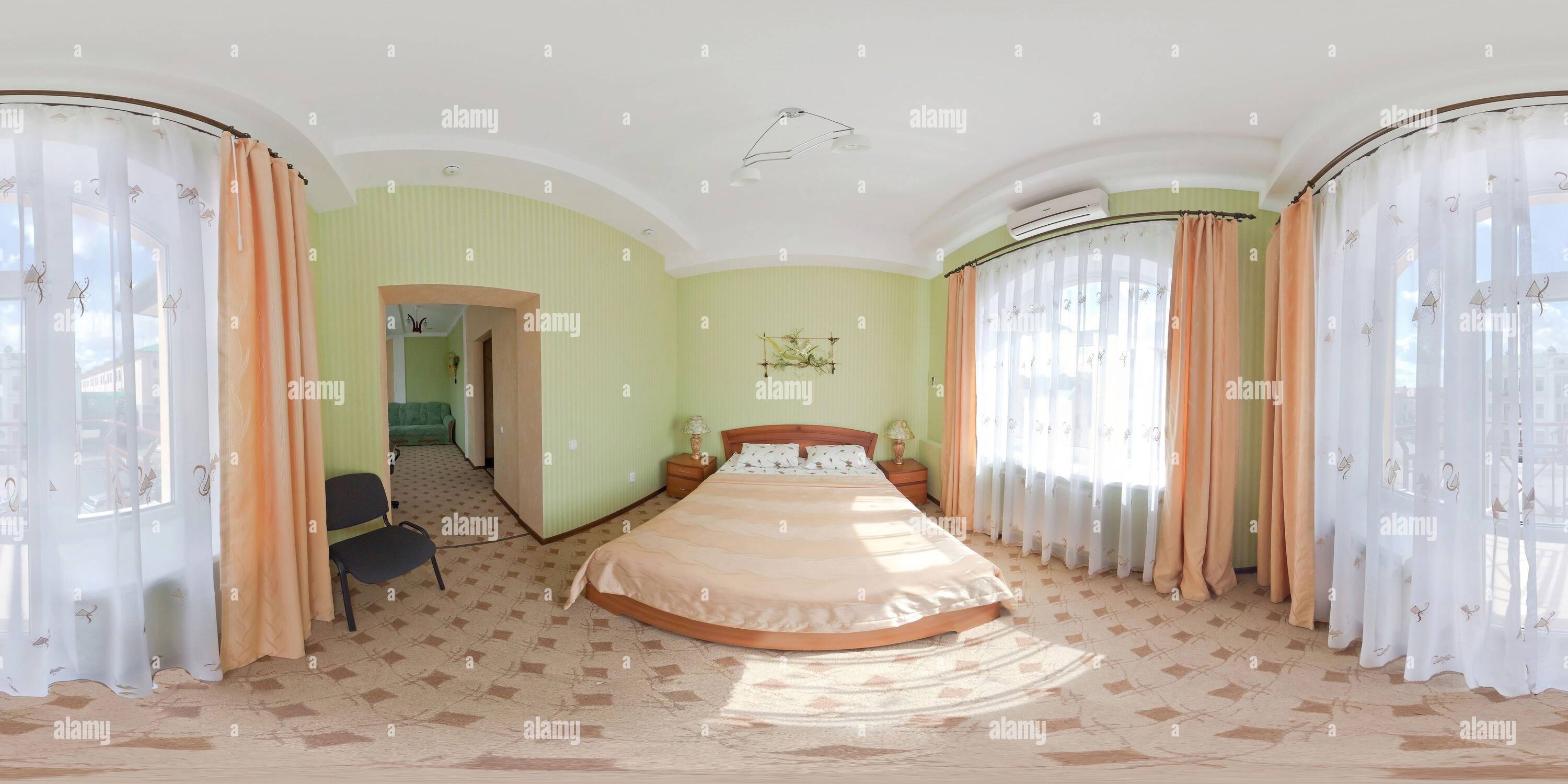 360° view of seamless 360 panorama in interior of bedroom of cheap ...