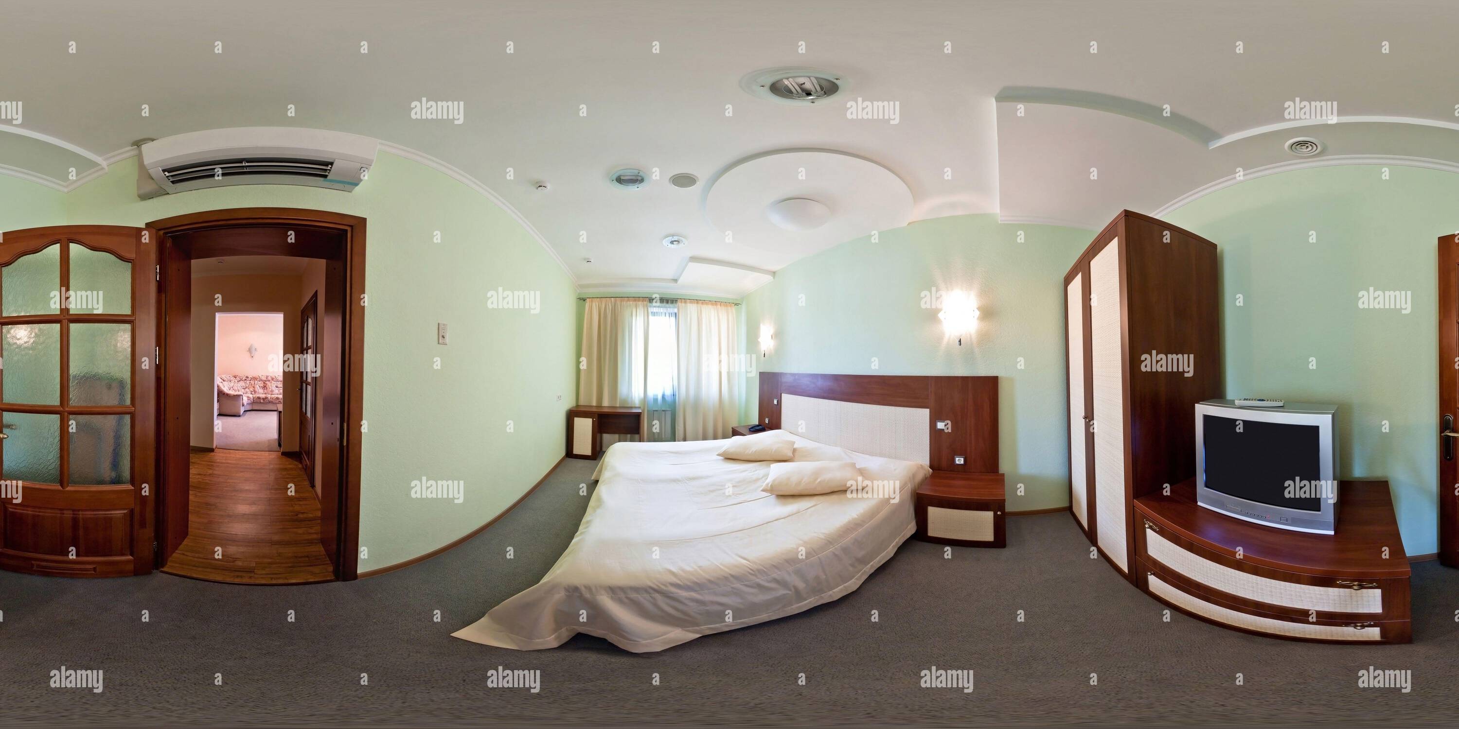 360° view of seamless 360 panorama in interior of bedroom of cheap ...