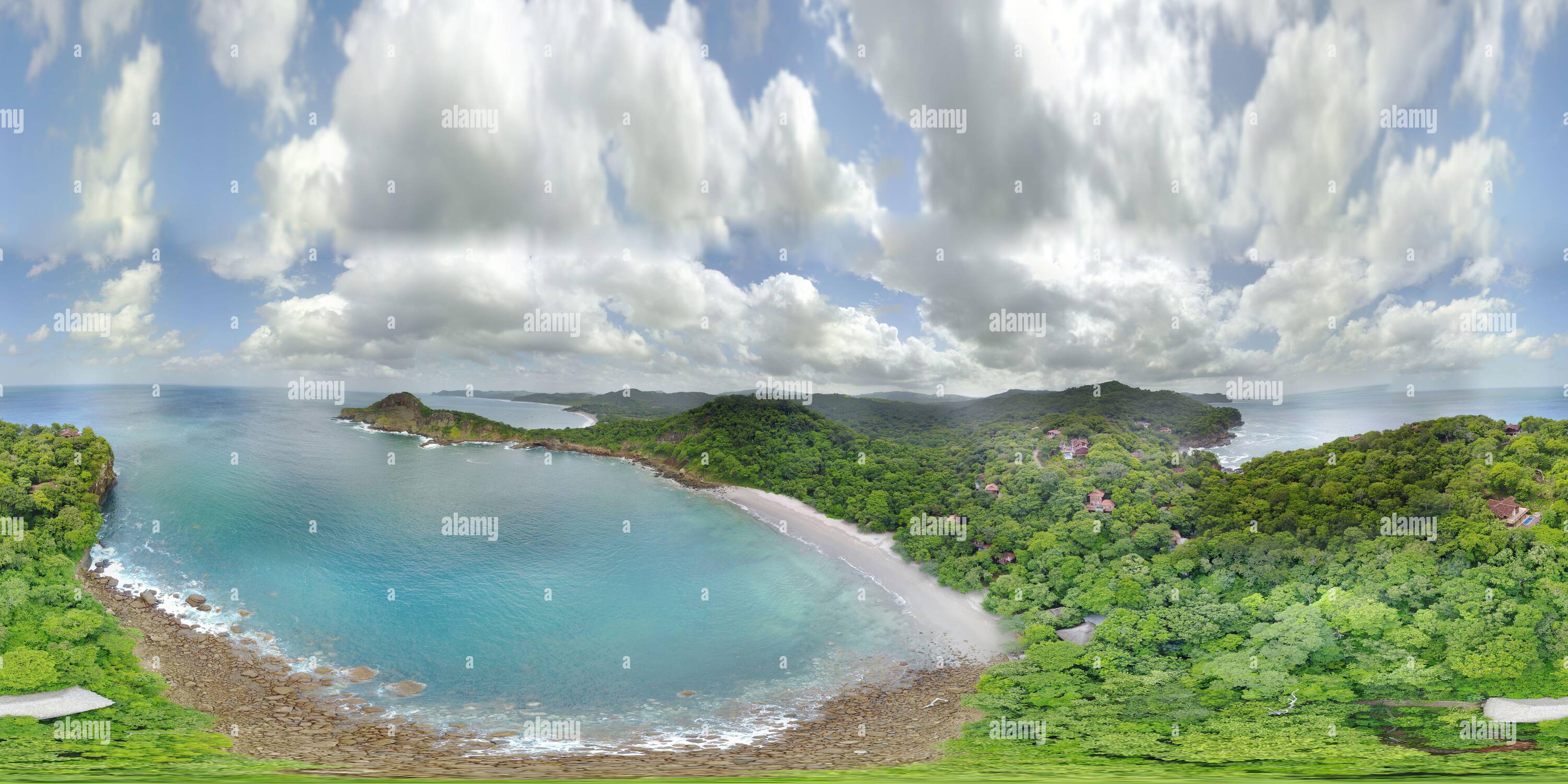 360° view of 360 vr view of laguna in pacific ocean in Nicaragua aerial ...
