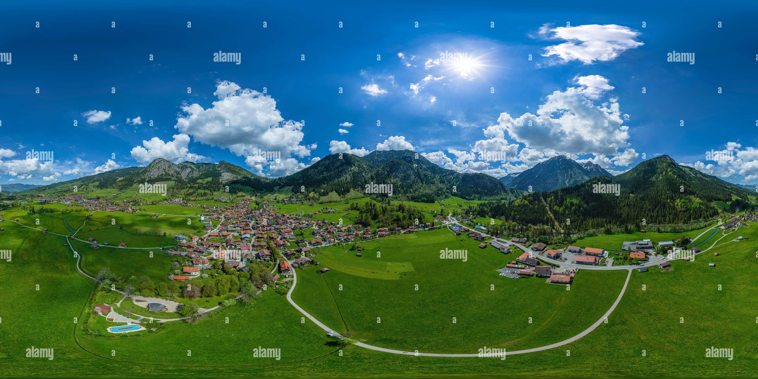 360° view of Aerial view to the region of Bad Hindelang in bavarian ...