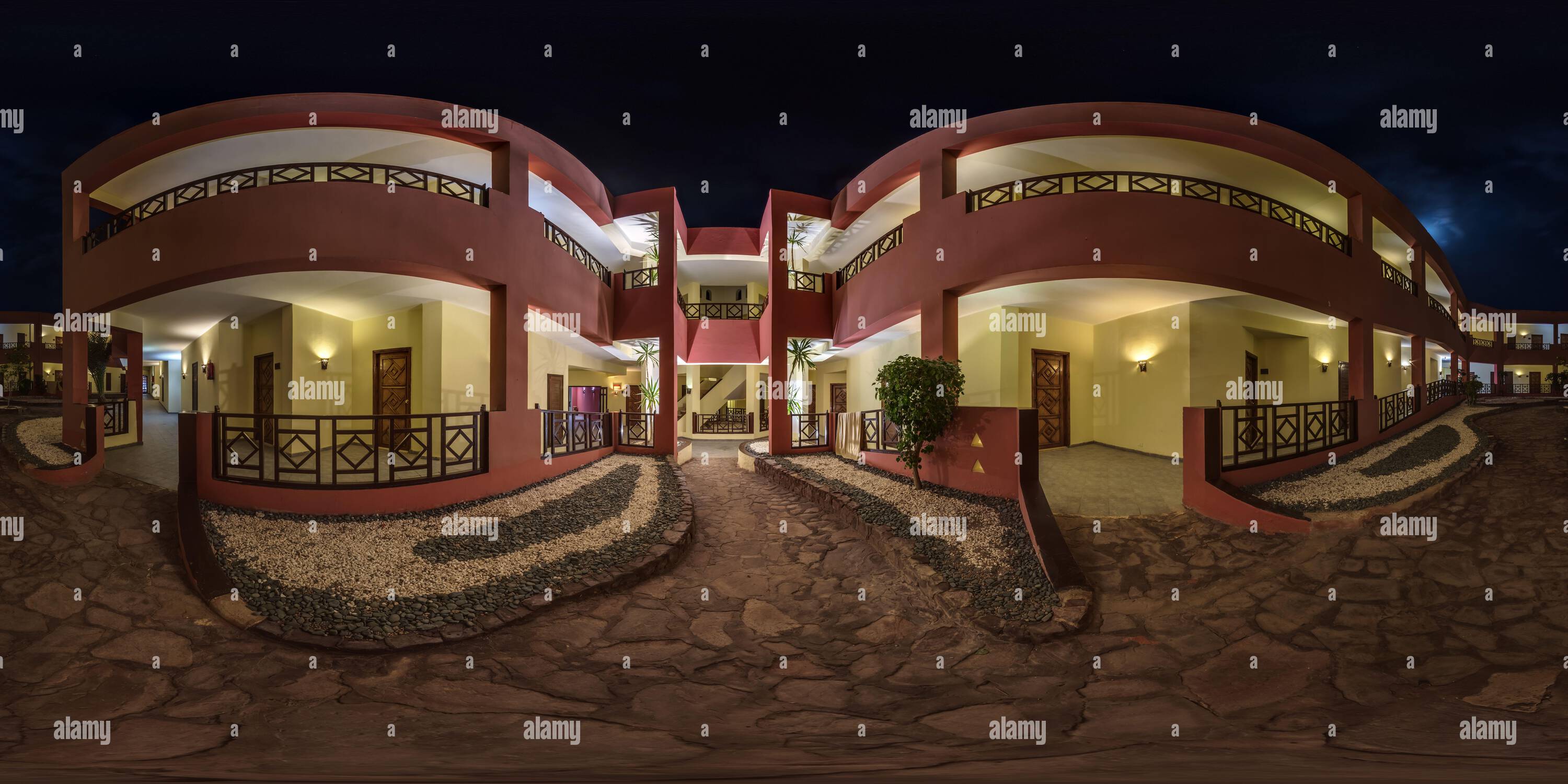 360° view of full seamless spherical night hdr 360 panorama view inside ...