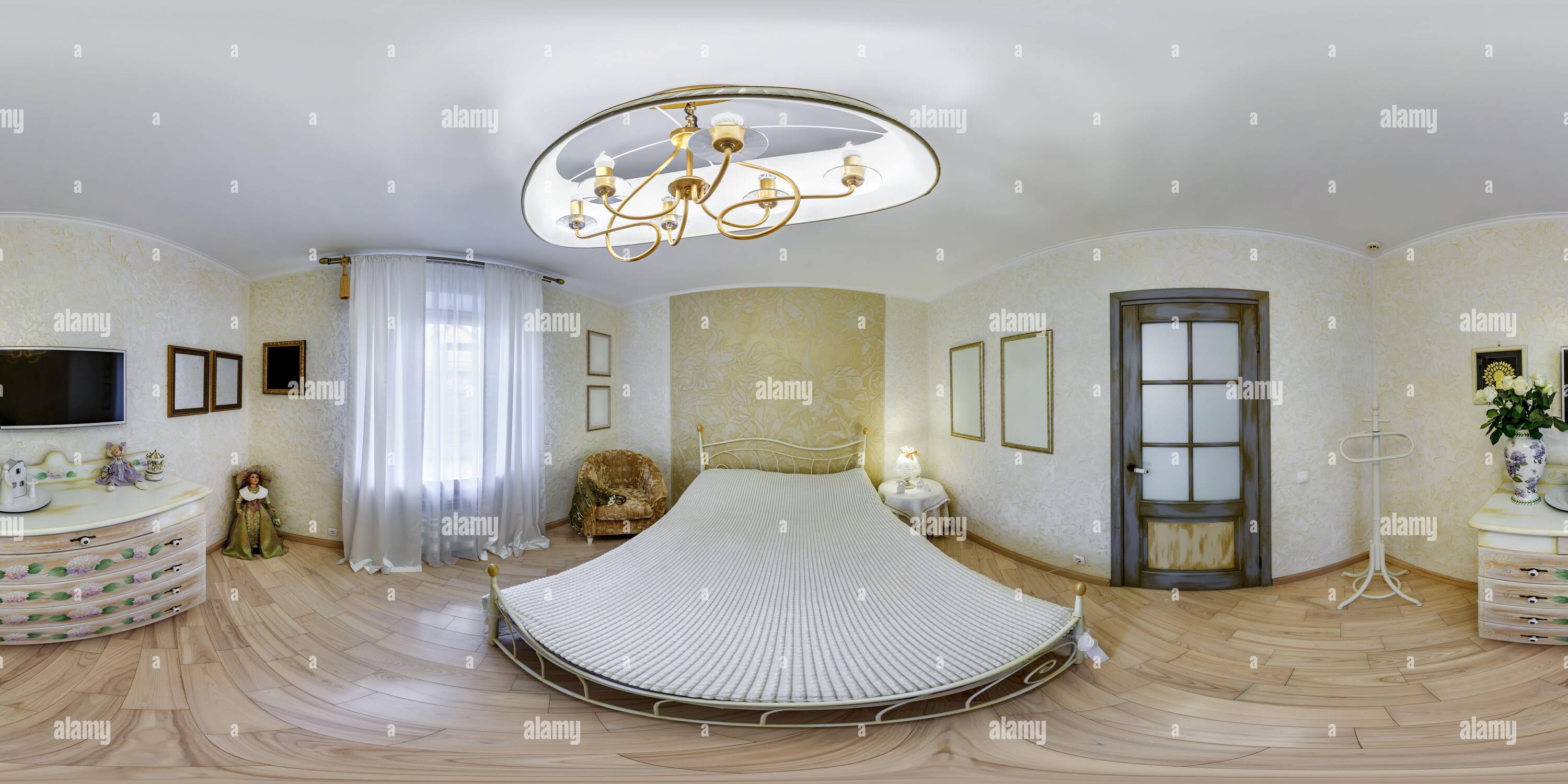 360° view of full hdri 360 panorama view in bedroom room in luxury ...