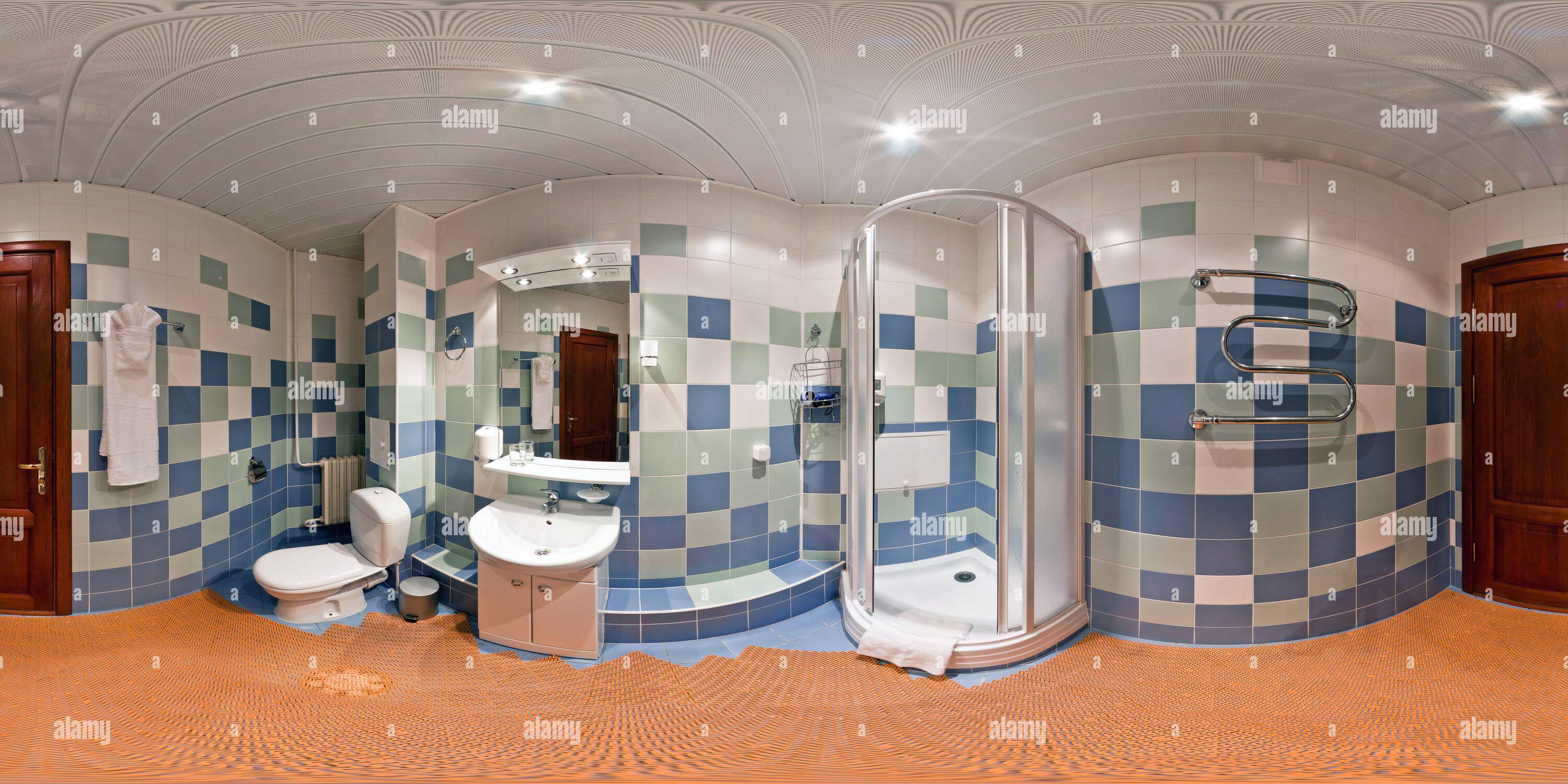 360° view of seamless 360 panorama in interior of bathroom of cheap ...