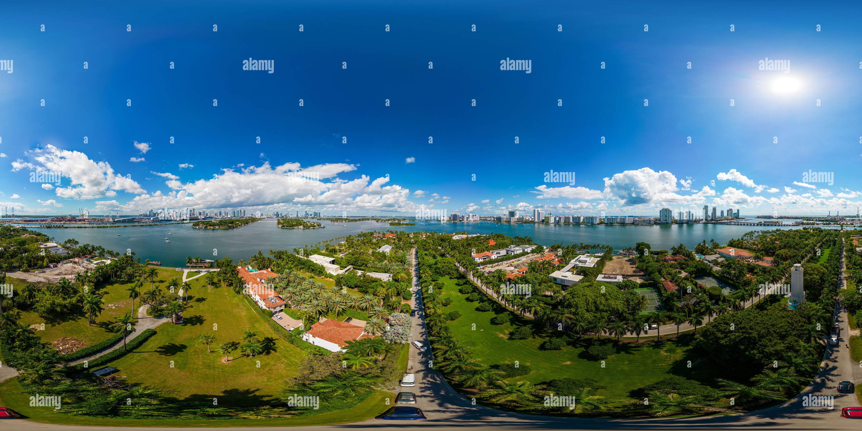 360° view of Aerial 360 equirectangular image Miami Beach Star Island ...