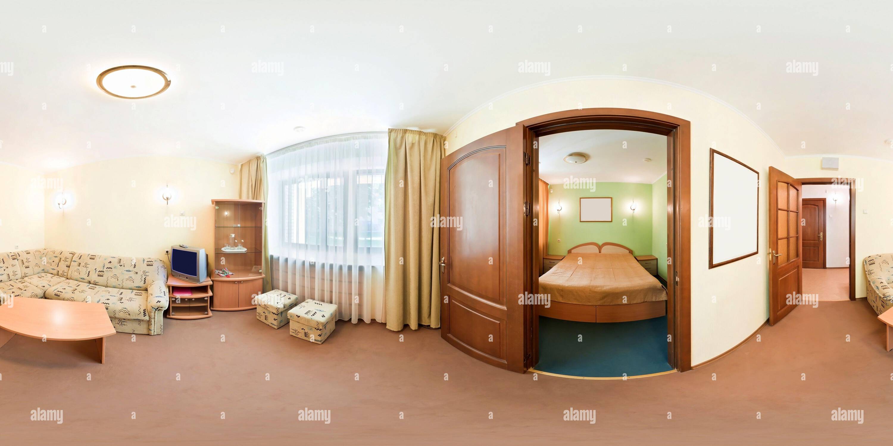 360° view of seamless 360 panorama in interior of living room of cheap ...