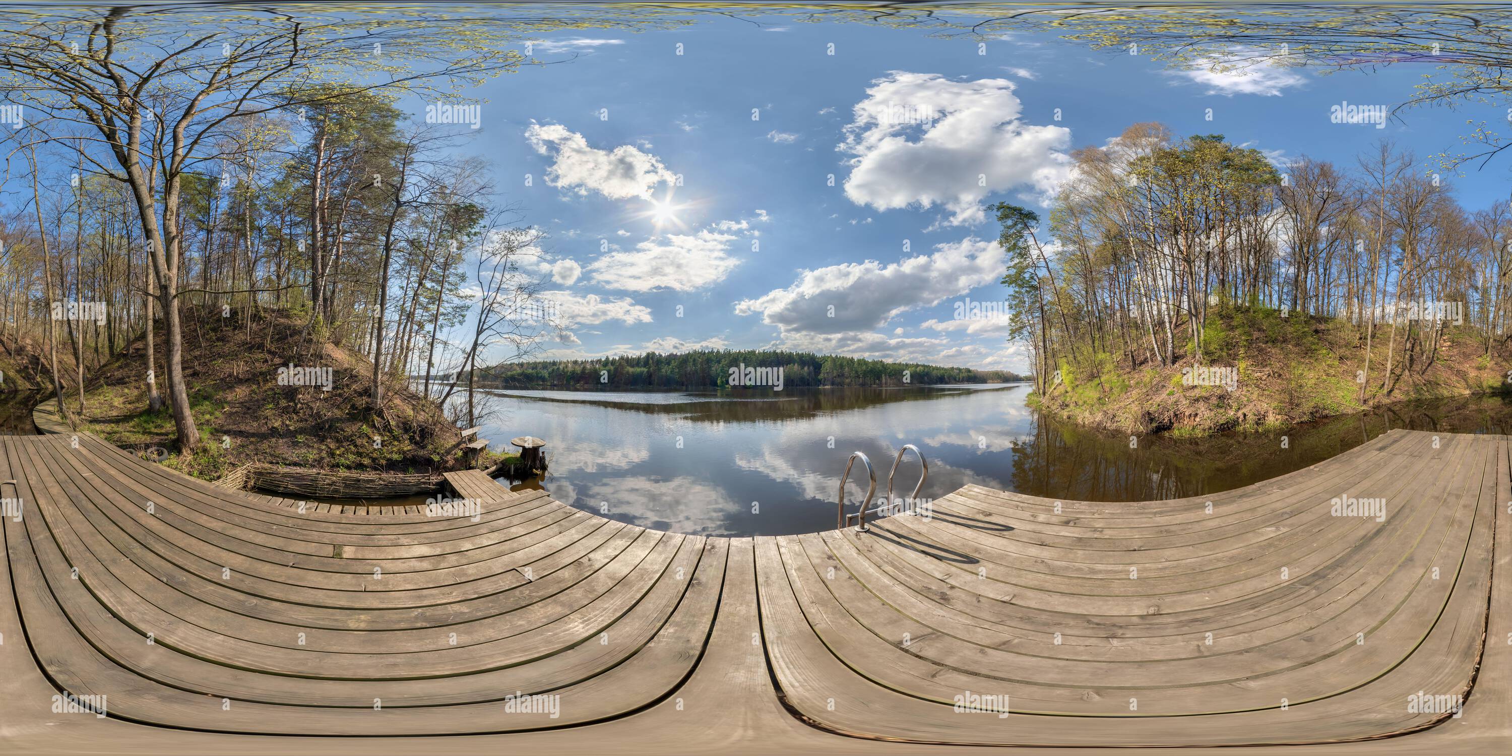 360° view of full seamless spherical hdri 360 panorama view on wooden ...