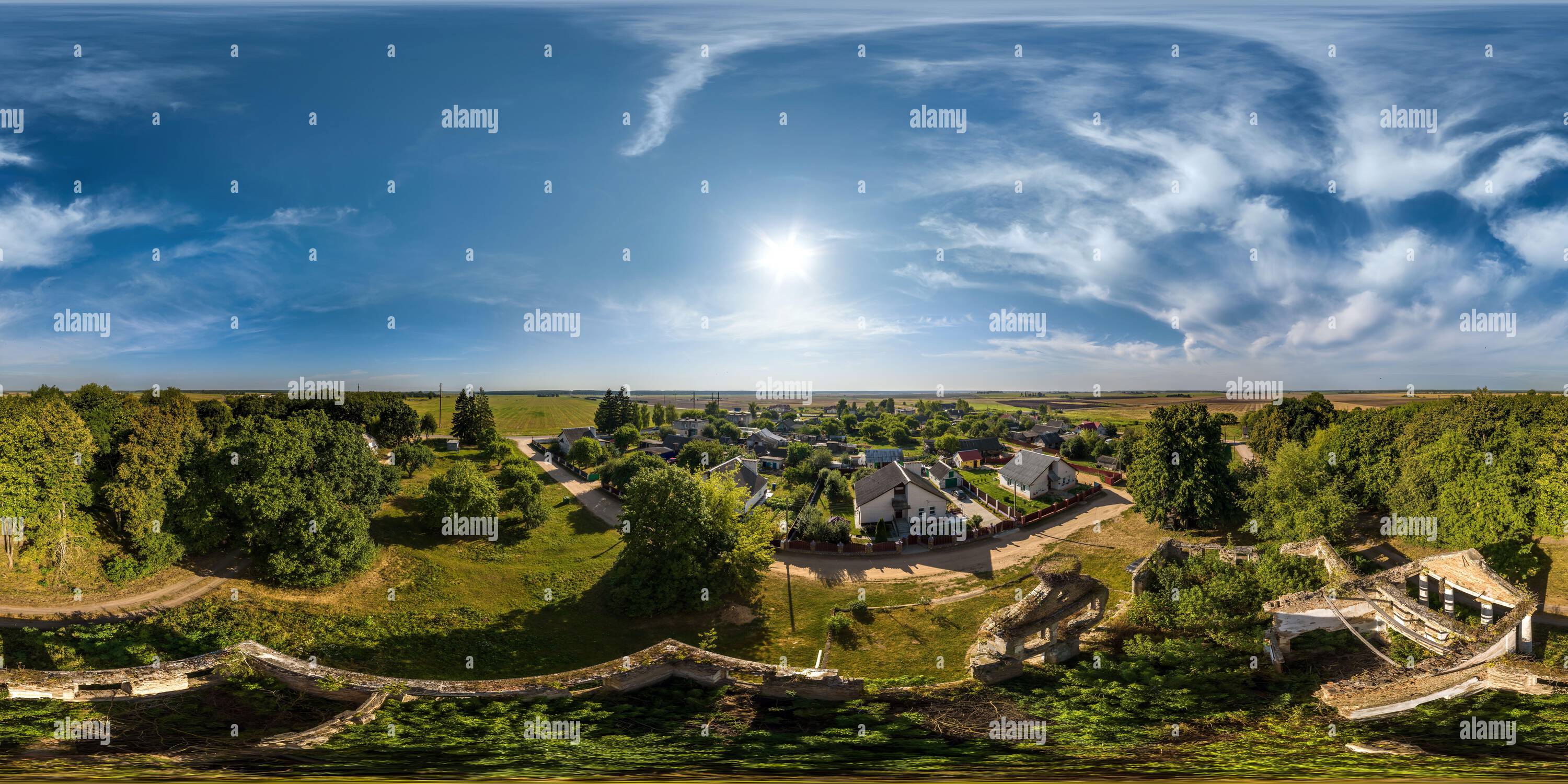 360° view of full seamless spherical hdri 360 panorama aerial view over ...