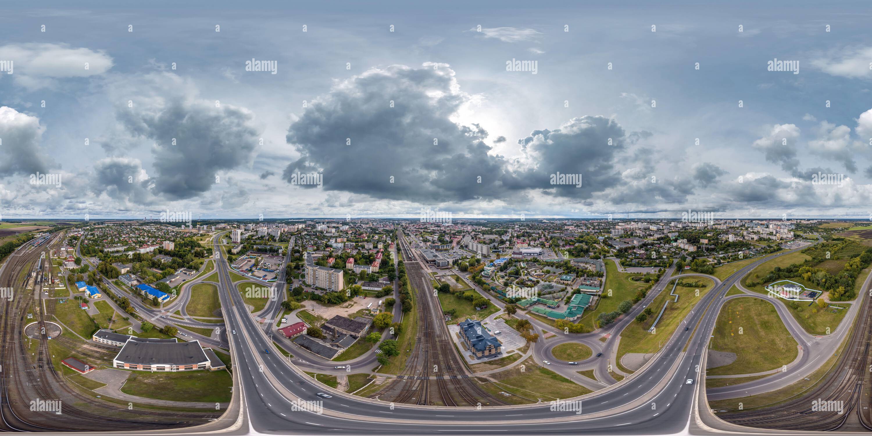 360° view of aerial full seamless spherical 360 hdri panorama view ...