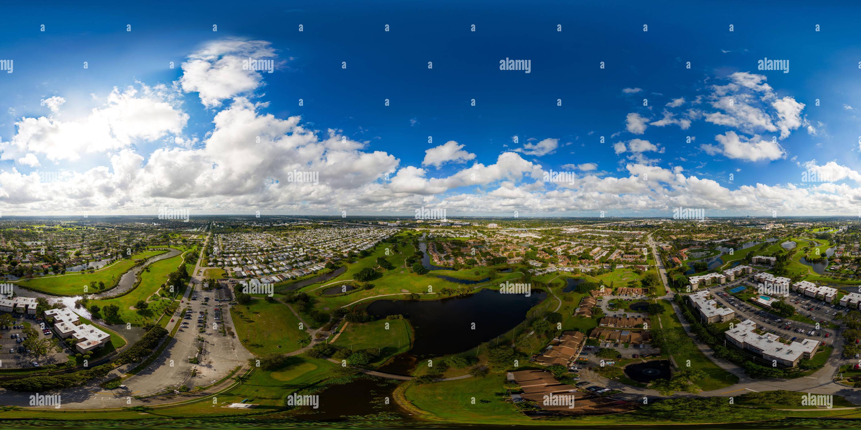 360° view of Aerial 360 equirectangular photo of golf course landscapes ...