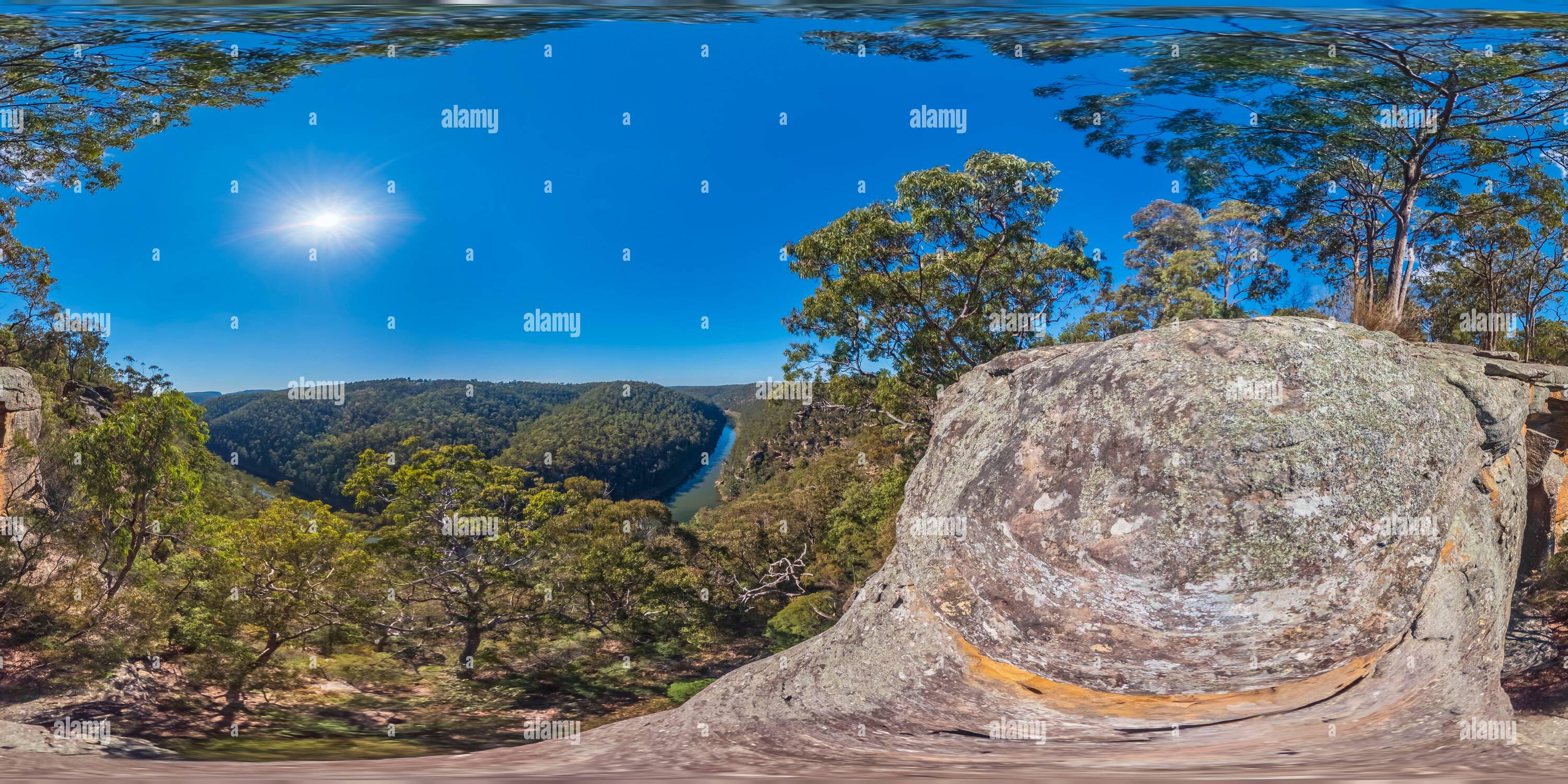 360° view of Spherical panoramic photograph of the Nepean River from ...
