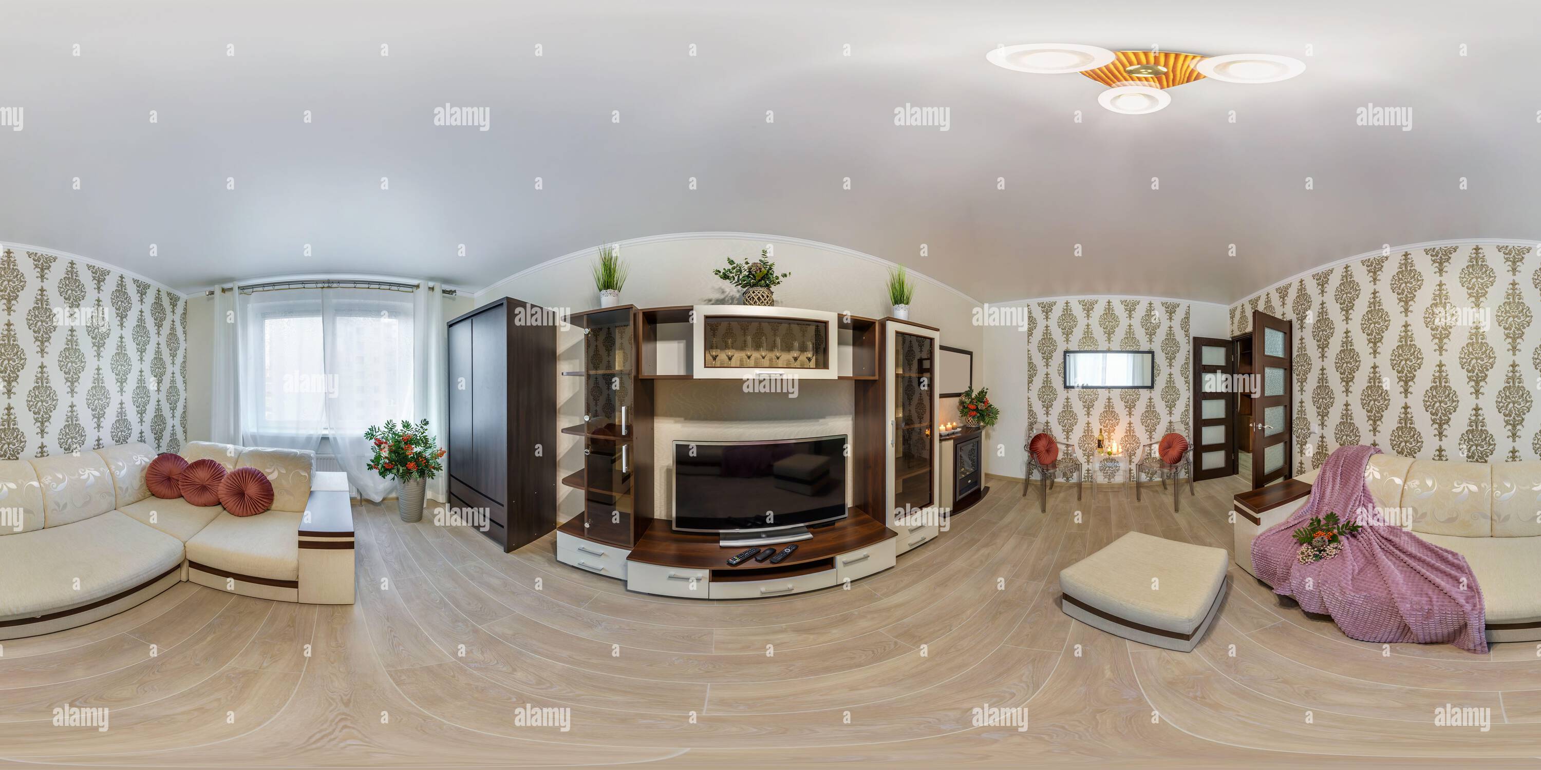 360° view of spherical hdri 360 panorama in interior of vip guest room ...